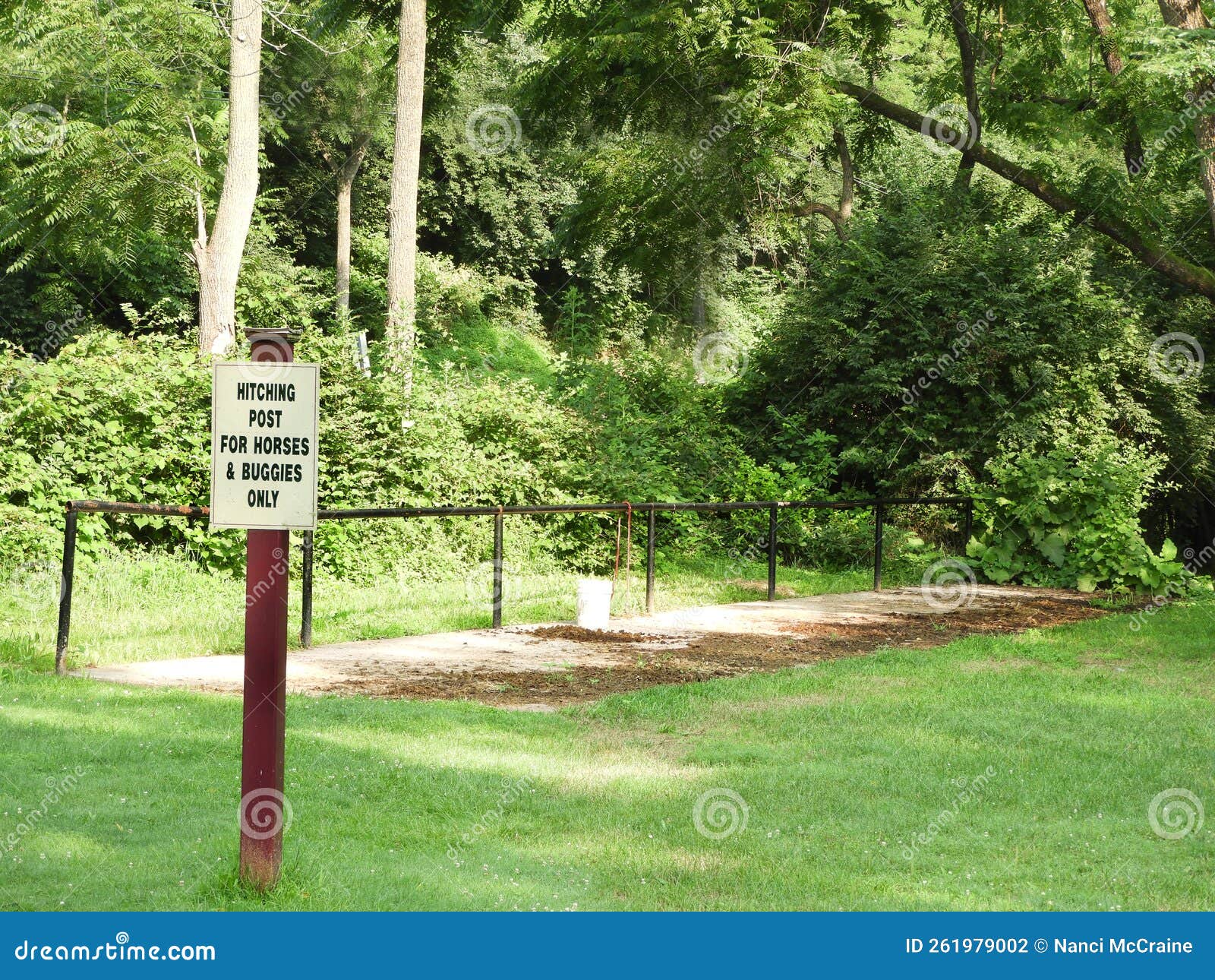 Amish Horse and Buggy Hitching Post at Historic Poole Forge Park Stock ...