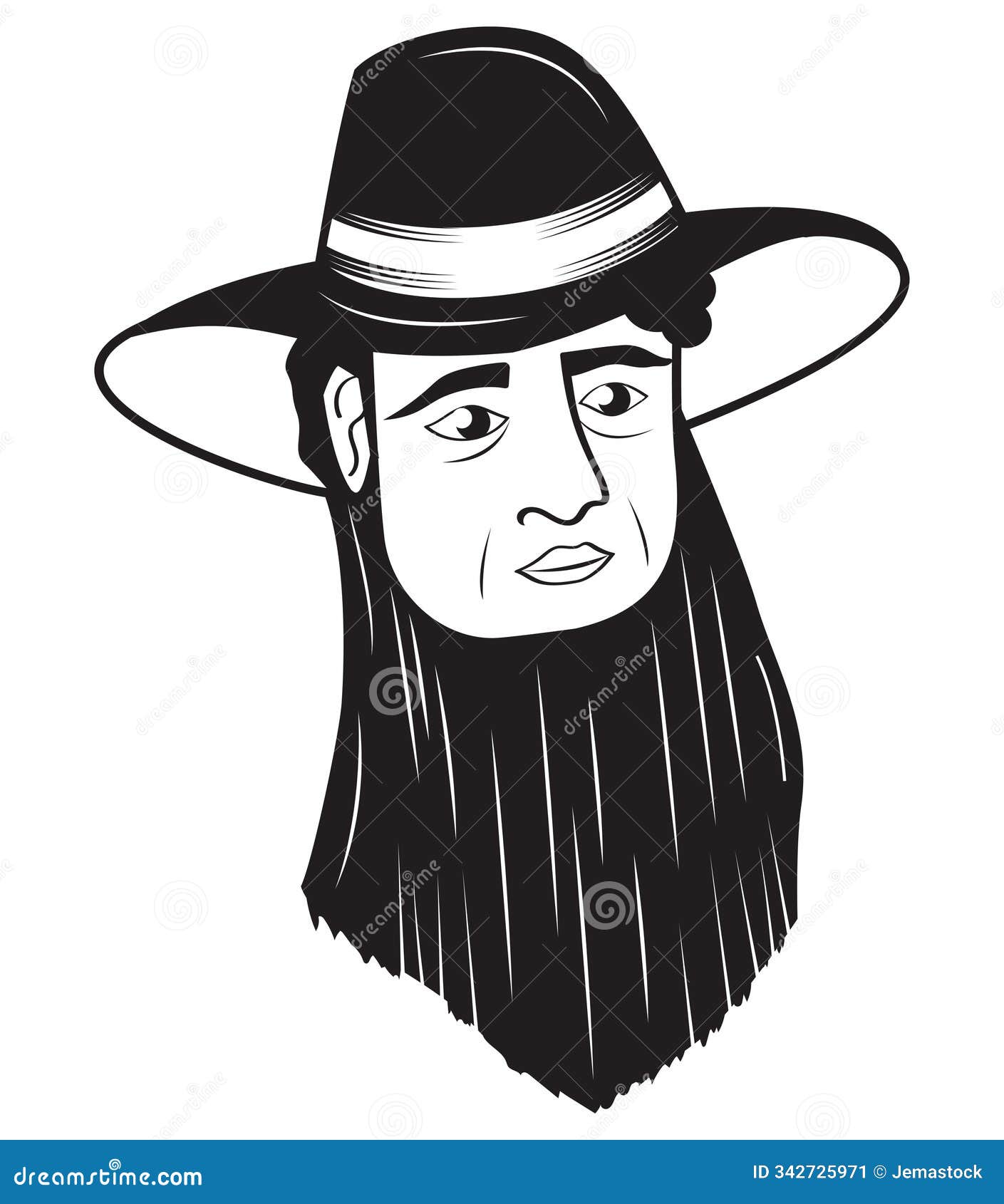 Amish Man Face With Hat Cartoon Vector | CartoonDealer.com #342725971
