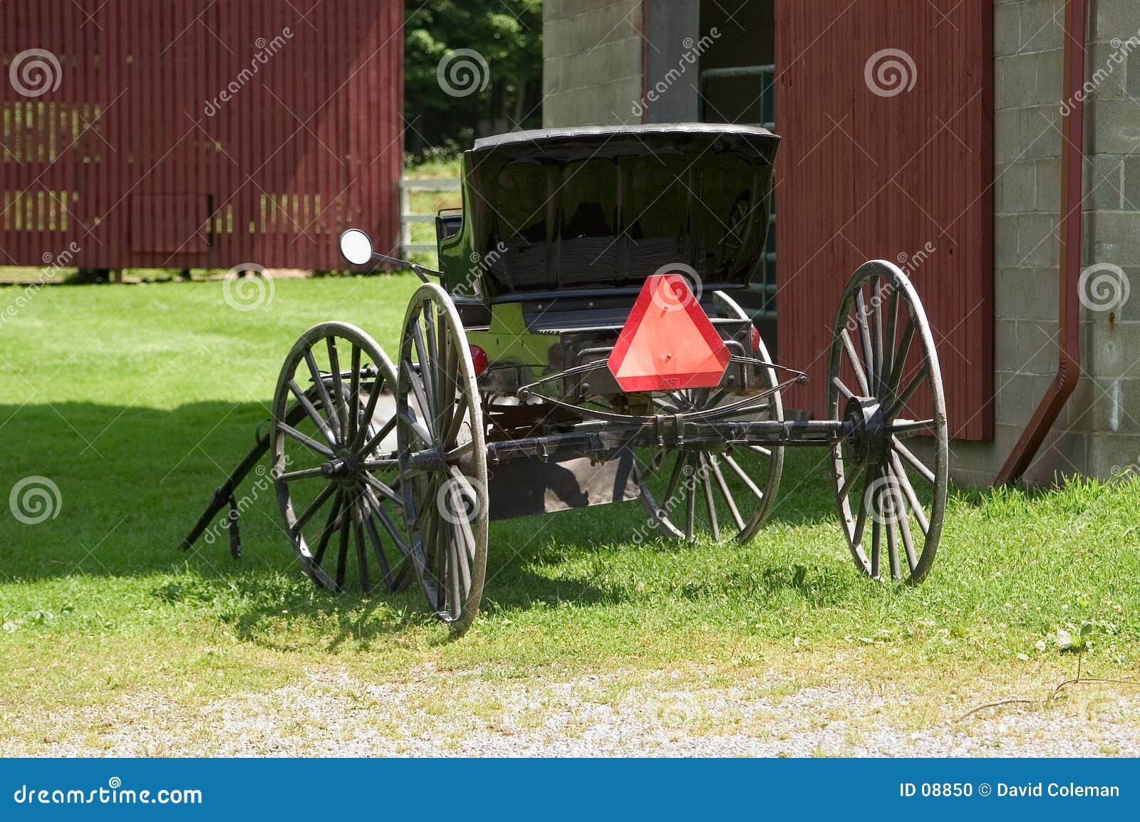 Amish Wagon By Barn Picture. Image: 8850