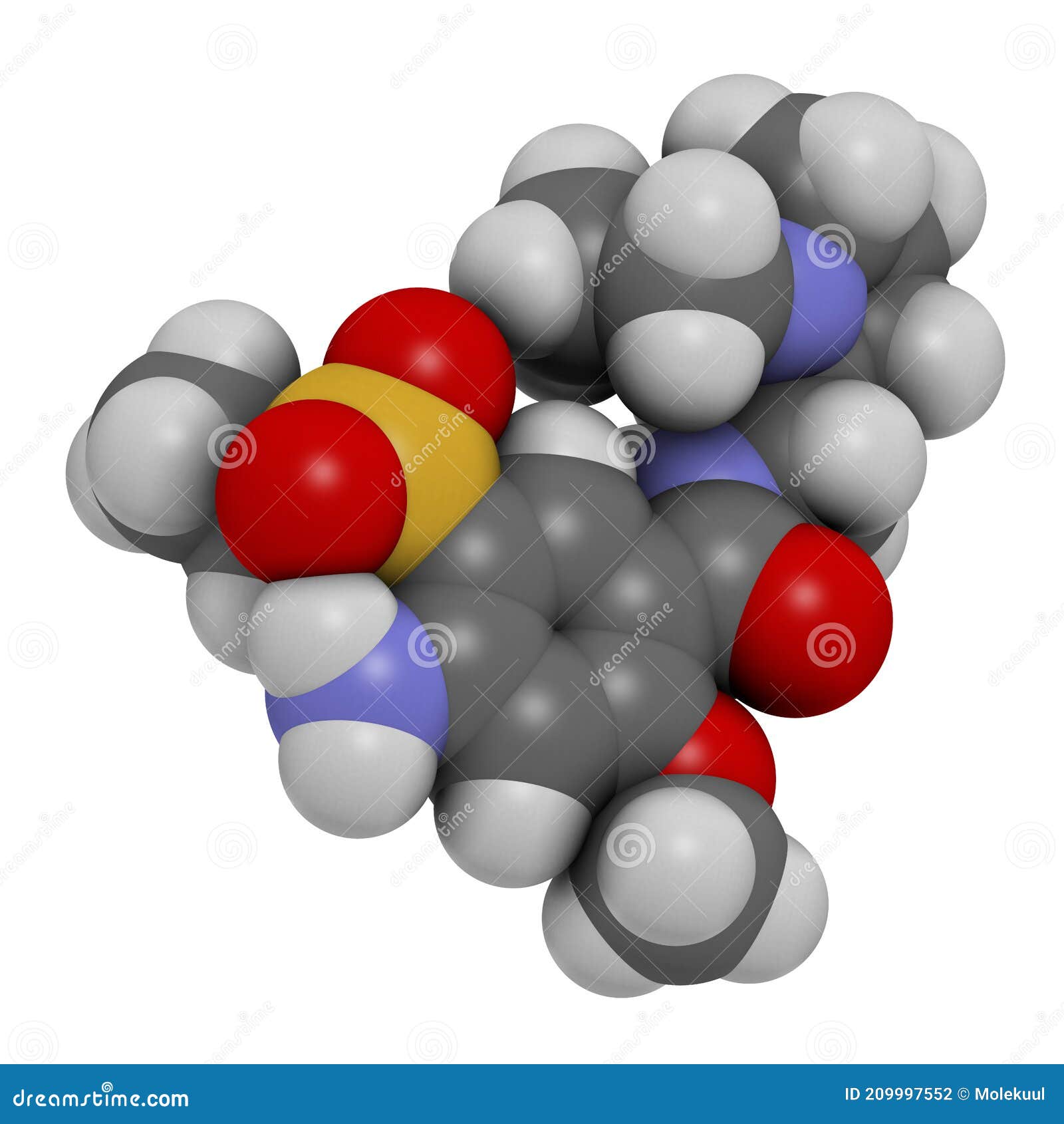 Amisulpride Drug Molecule. 3D Rendering Stock Illustration ...