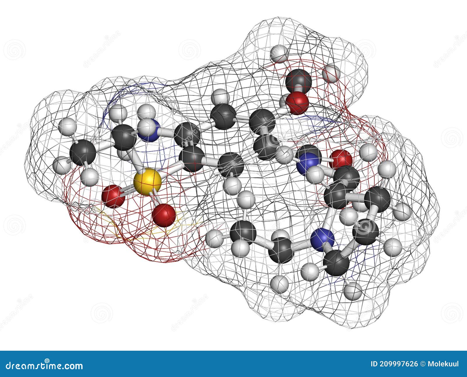 Amisulpride Drug Molecule. 3D Rendering Stock Illustration ...