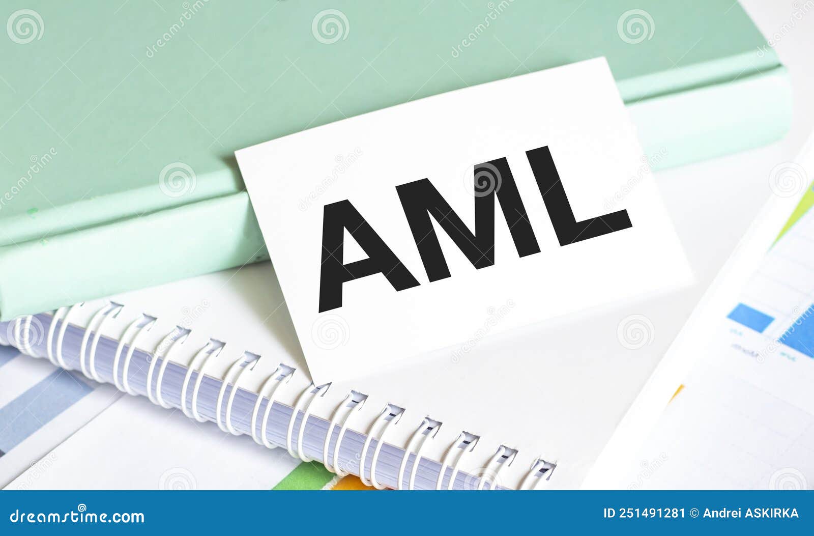 AML Anti-Money Laundering Words on Notepad and Charts Stock Image ...