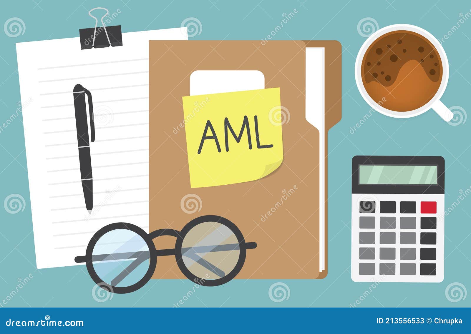 AML Anti-money Laundering Written on Yellow Sticky Note on File Folder ...