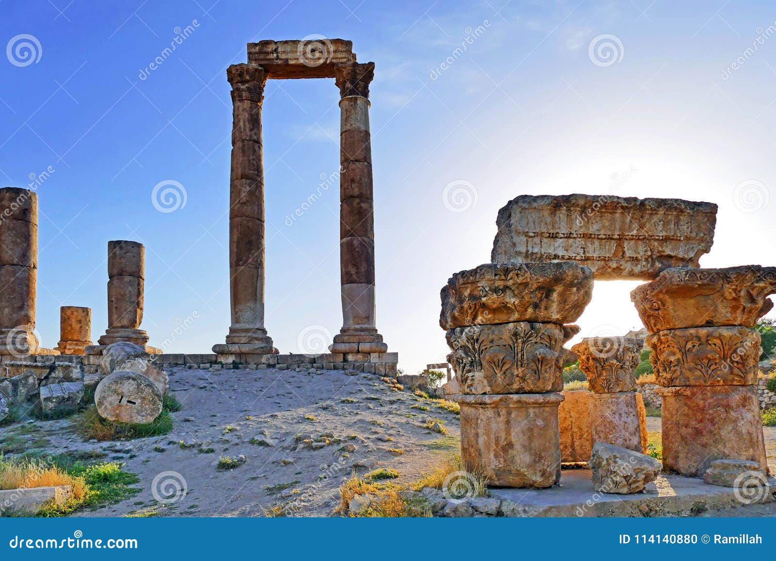 The Amman Citadel before Sunset Stock Photo - Image of design, columns ...