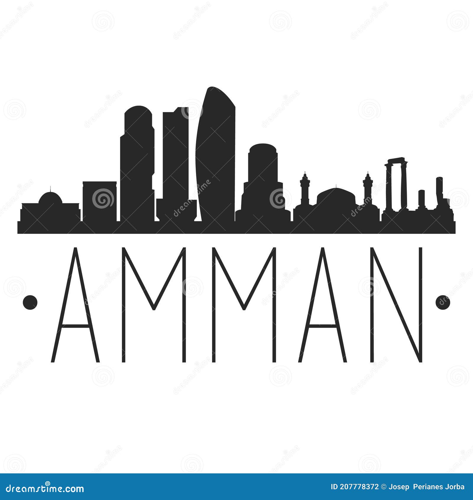Amman Jordan. City Skyline. Silhouette City. Design Vector. Famous ...