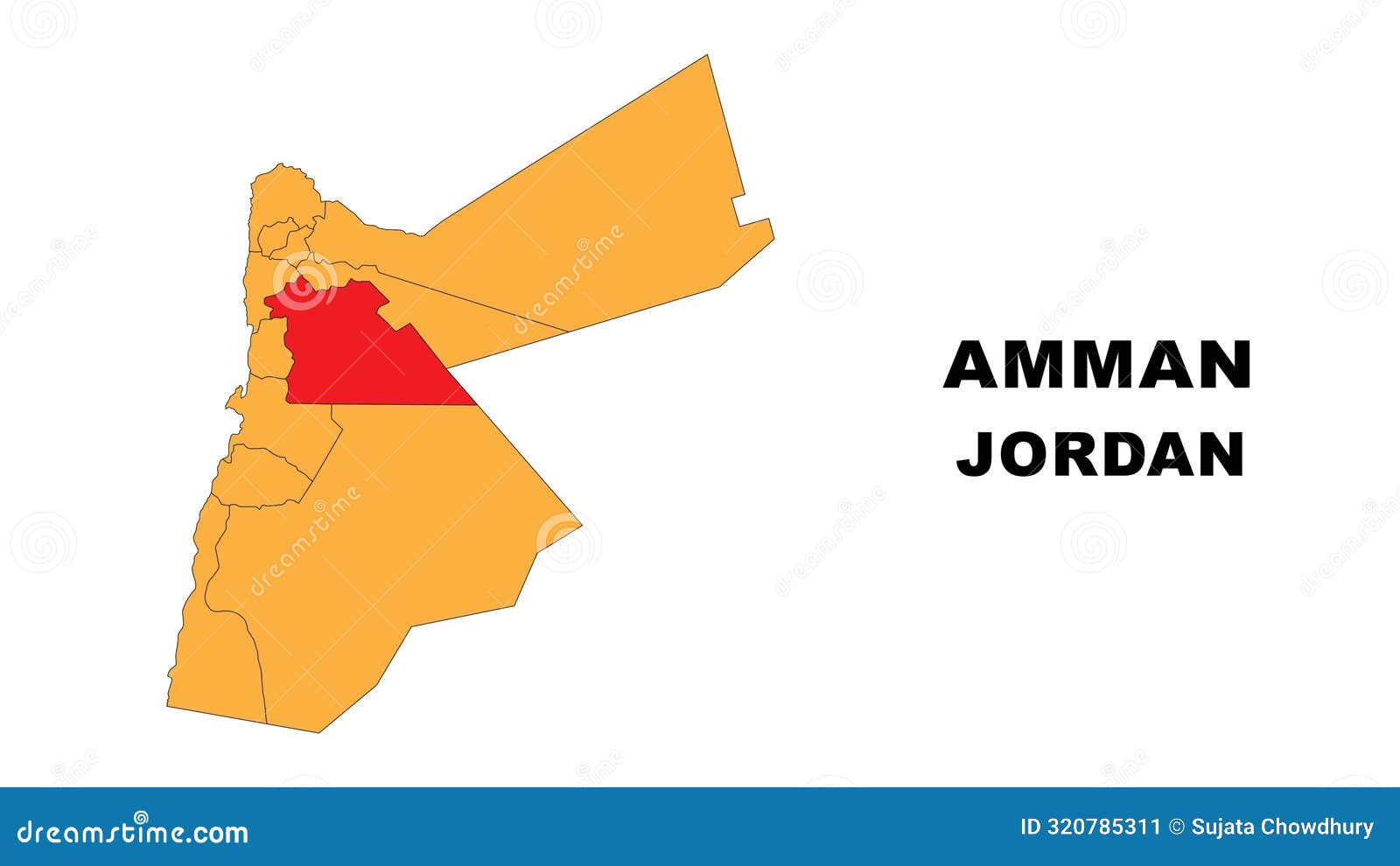 Amman Map in Jordan. Vector Map of Jordan Stock Vector - Illustration ...