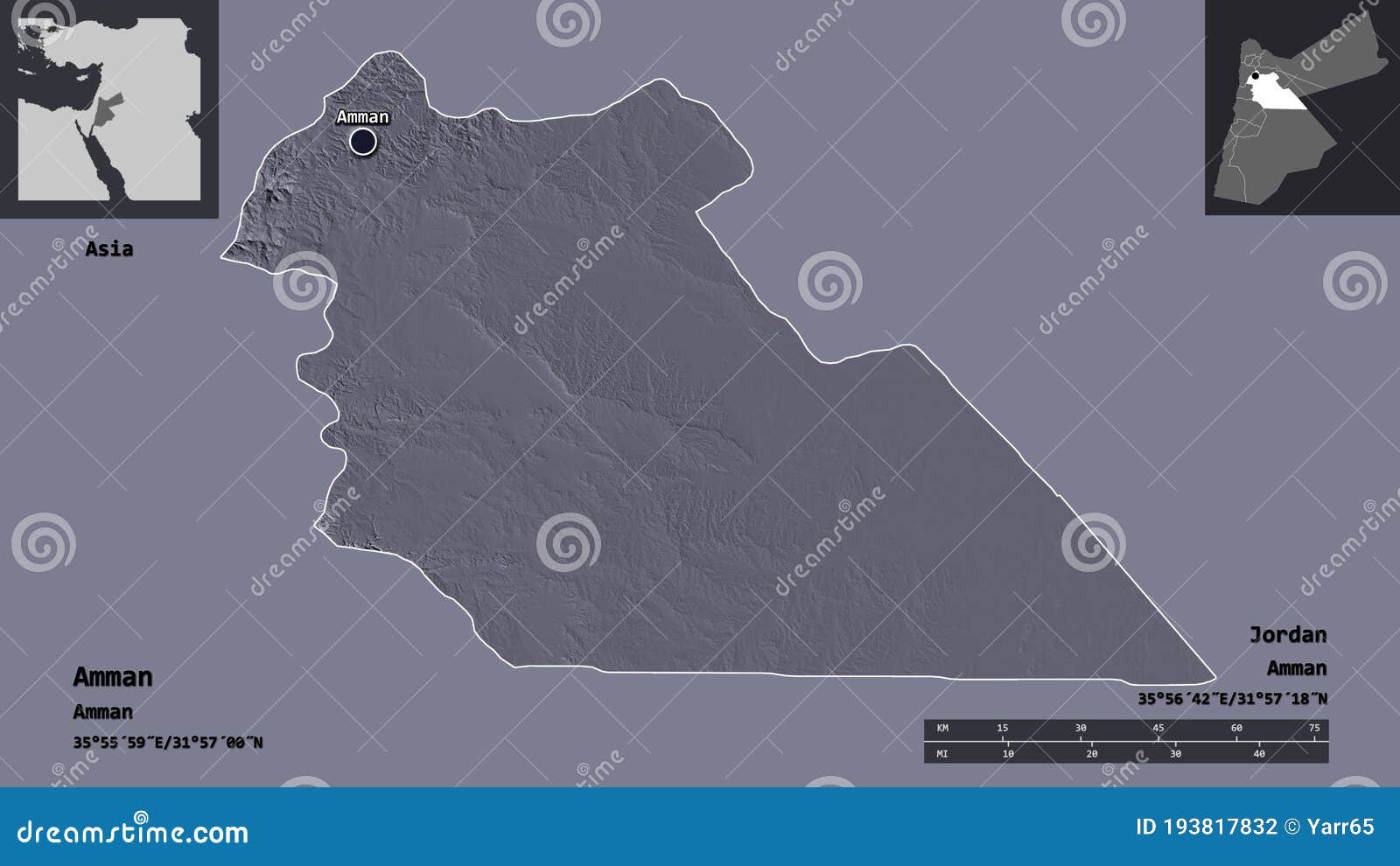 Amman, Province of Jordan,. Previews. Administrative Stock Illustration ...