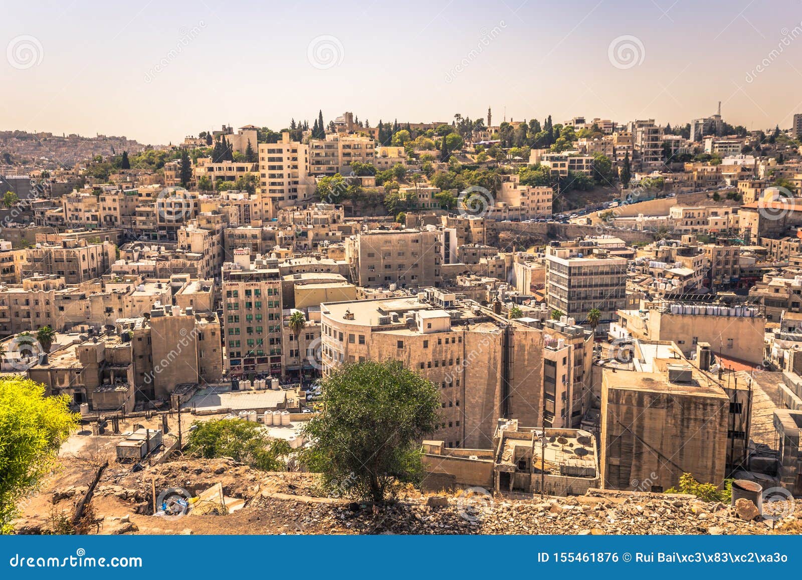 Amman - September 29, 2018: View of Central Amman from the Citadel ...