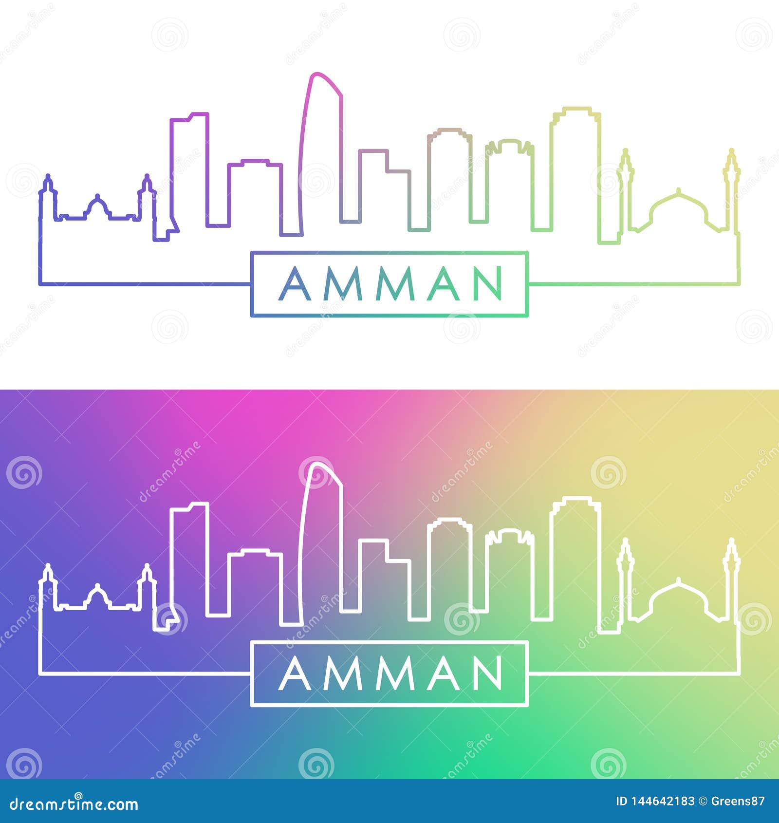 Amman Skyline Horizontal Banner. Vector Illustration | CartoonDealer ...