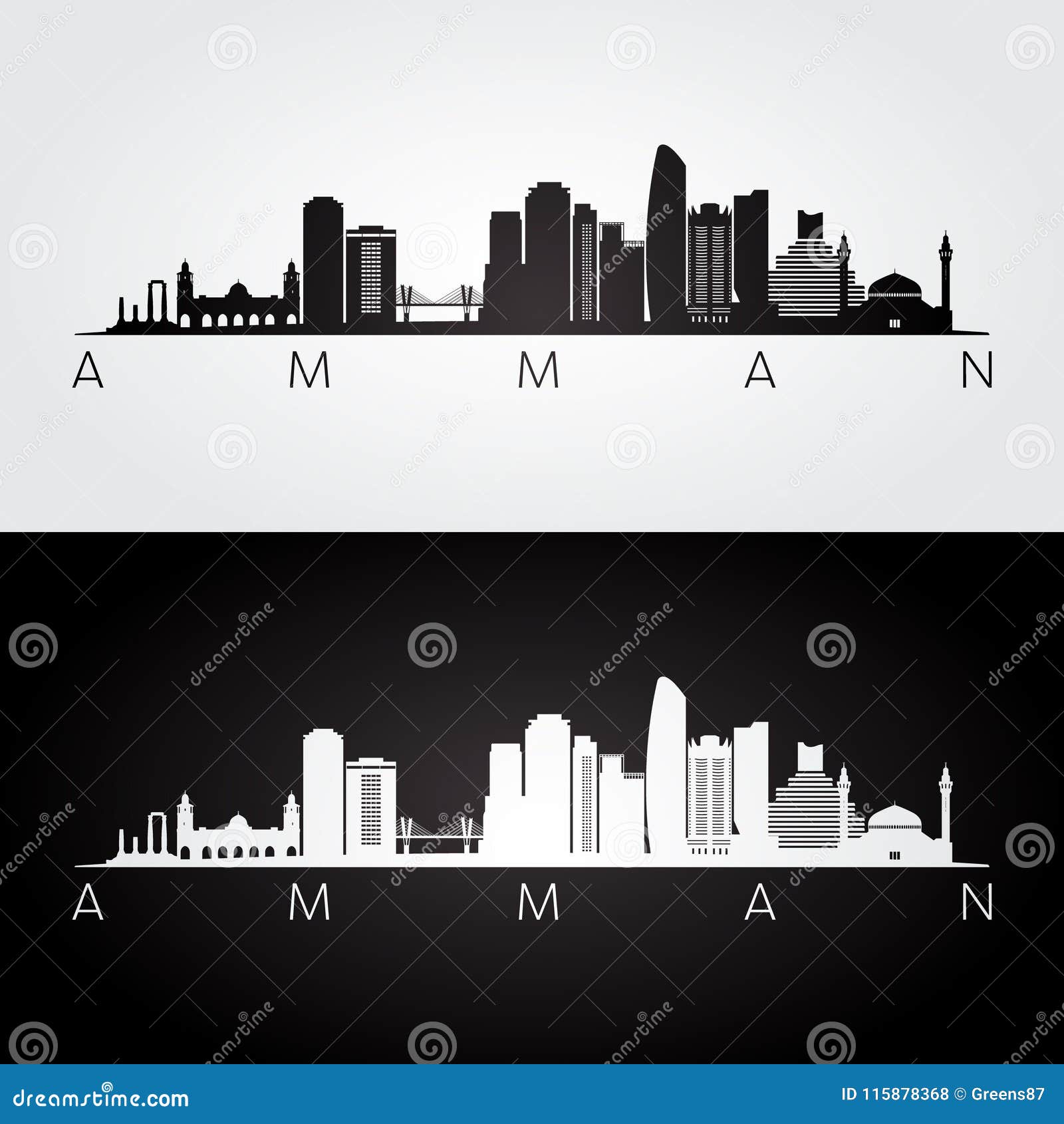 Amman Skyline Horizontal Banner. Vector Illustration | CartoonDealer ...