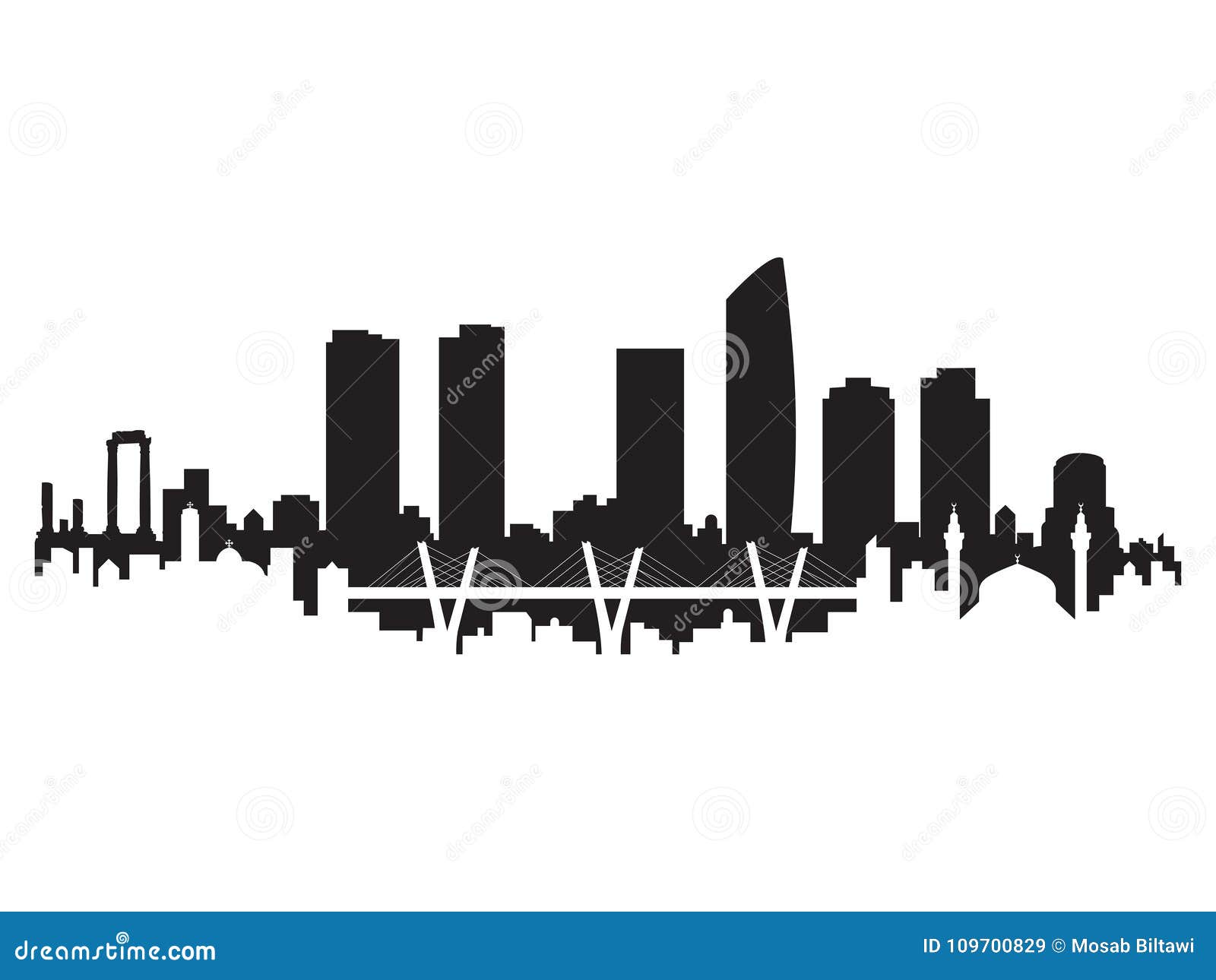 Amman Skyline Silhouette City Vector Stock Vector - Illustration of ...