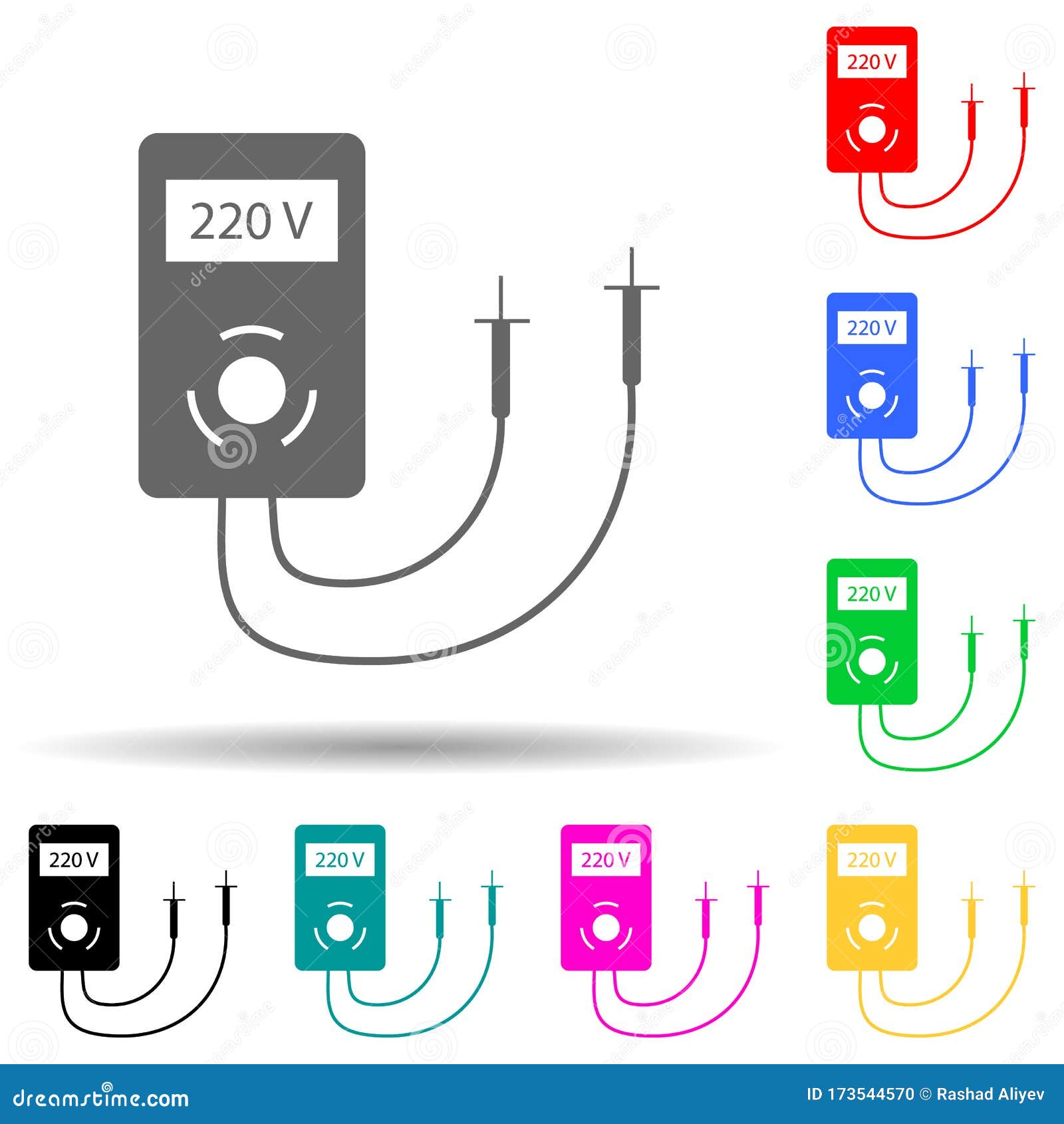 Ammeter Multi Color Style Icon. Simple Glyph, Flat Vector of Measuring ...