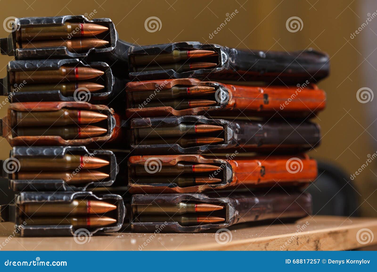 Ammo for Machine Guns with Loaded Magazines Stock Image - Image of ...