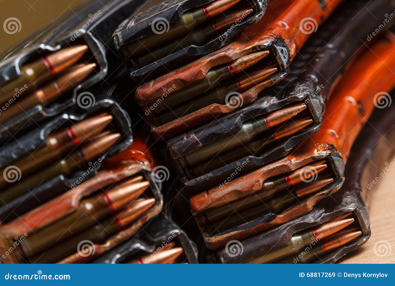 Ammo for Machine Guns with Loaded Magazines Stock Image - Image of lead ...