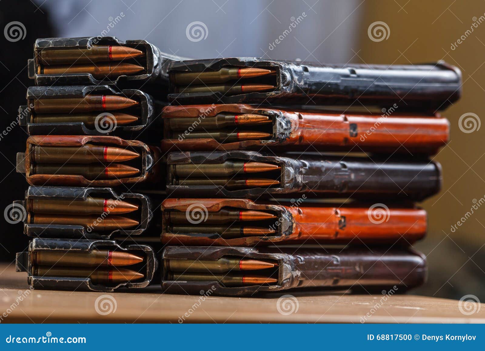 Ammo for Machine Guns with Loaded Magazines Stock Photo - Image of ...