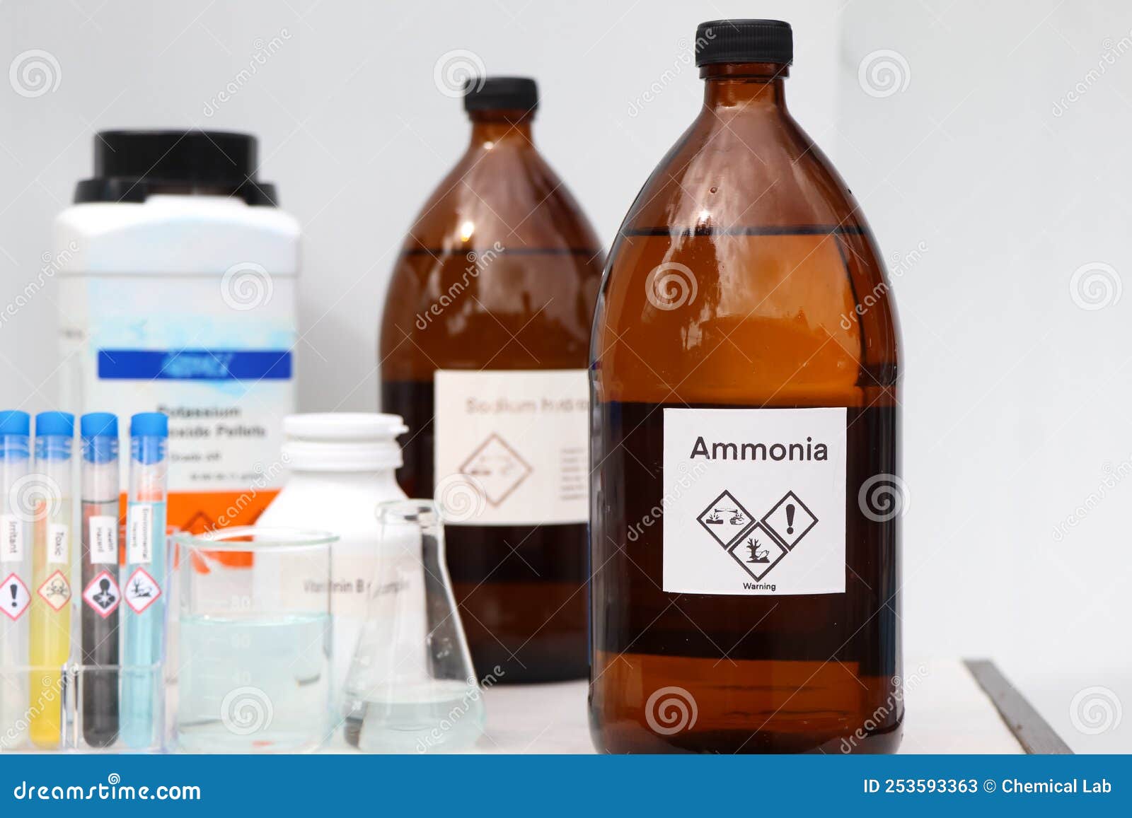 Ammonia in Bottle, Chemical in the Laboratory Stock Image - Image of ...