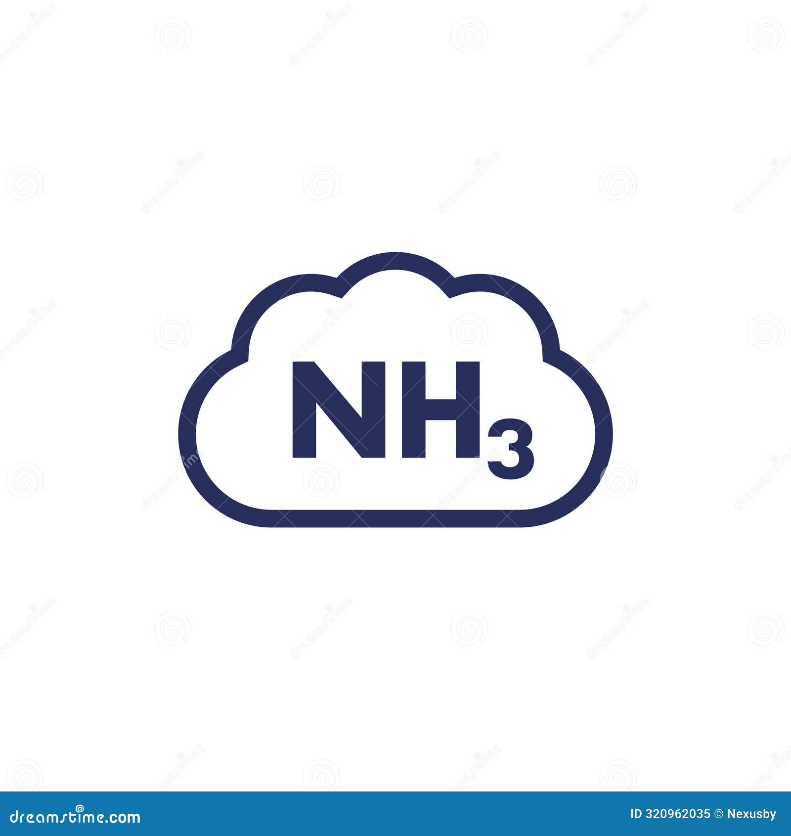 Ammonia, NH3 Gas Icon With Cloud On White Cartoon Vector ...
