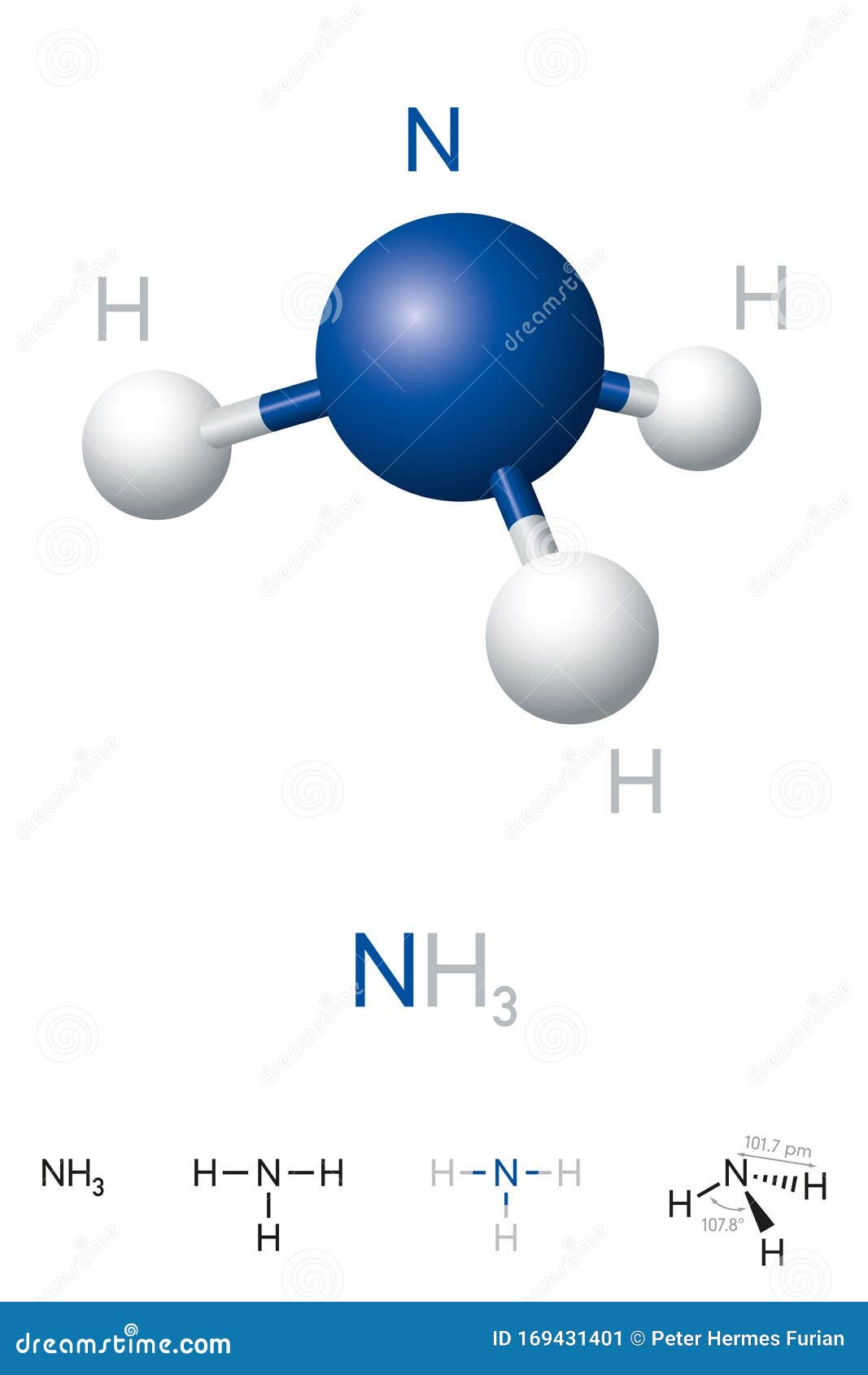 Ammonia, NH3, Molecule Model and Chemical Formula Stock Vector ... Ammonia, NH3, Molecule Model and Chemical Formula Stock Vector ...