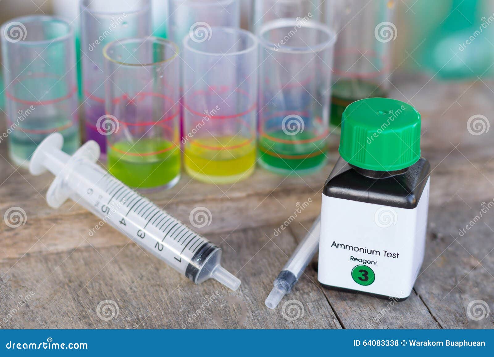 Ammonia Test Kit with Syringe Stock Photo - Image of erlenmeyer, white ...