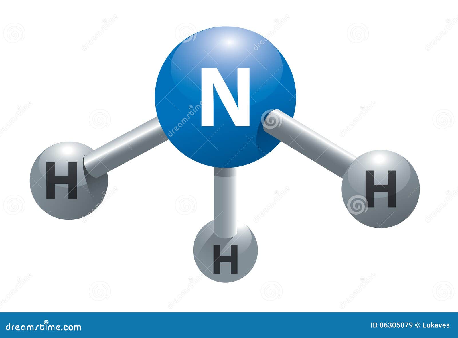 Ammoniakmolecule vector illustratie. Illustration of chemie - 86305079