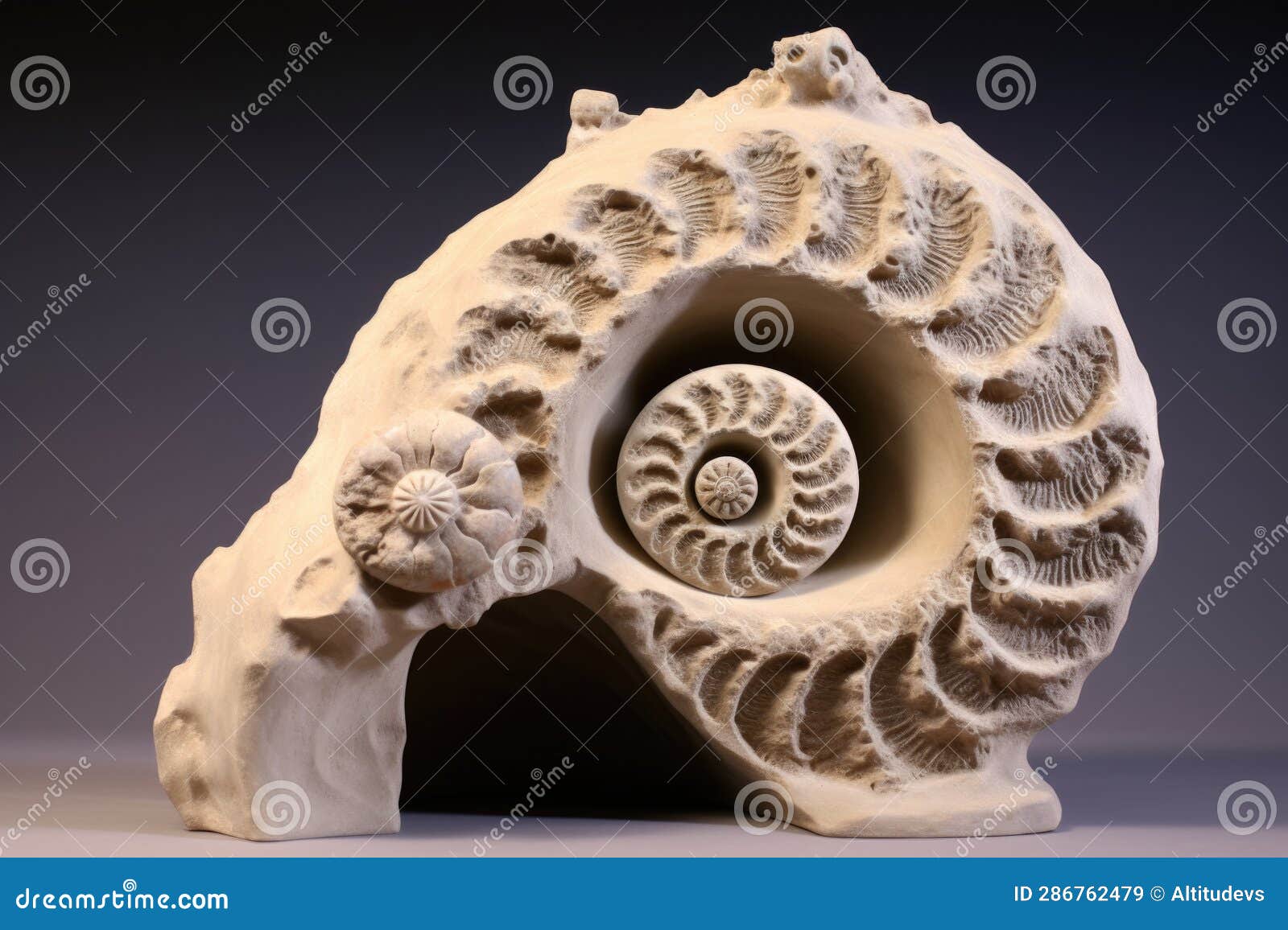 Ammonite Fossil Embedded in Limestone, Side View Stock Image - Image of ...