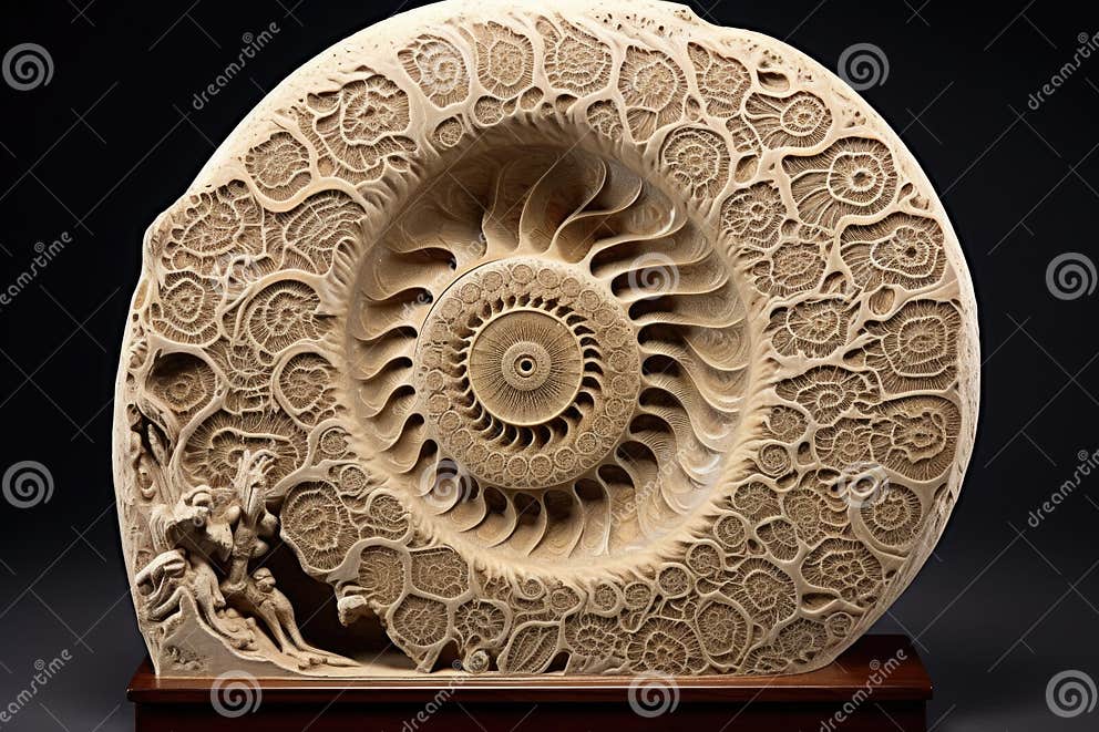 Ammonite Fossil with Intricate Patterns Stock Illustration ...