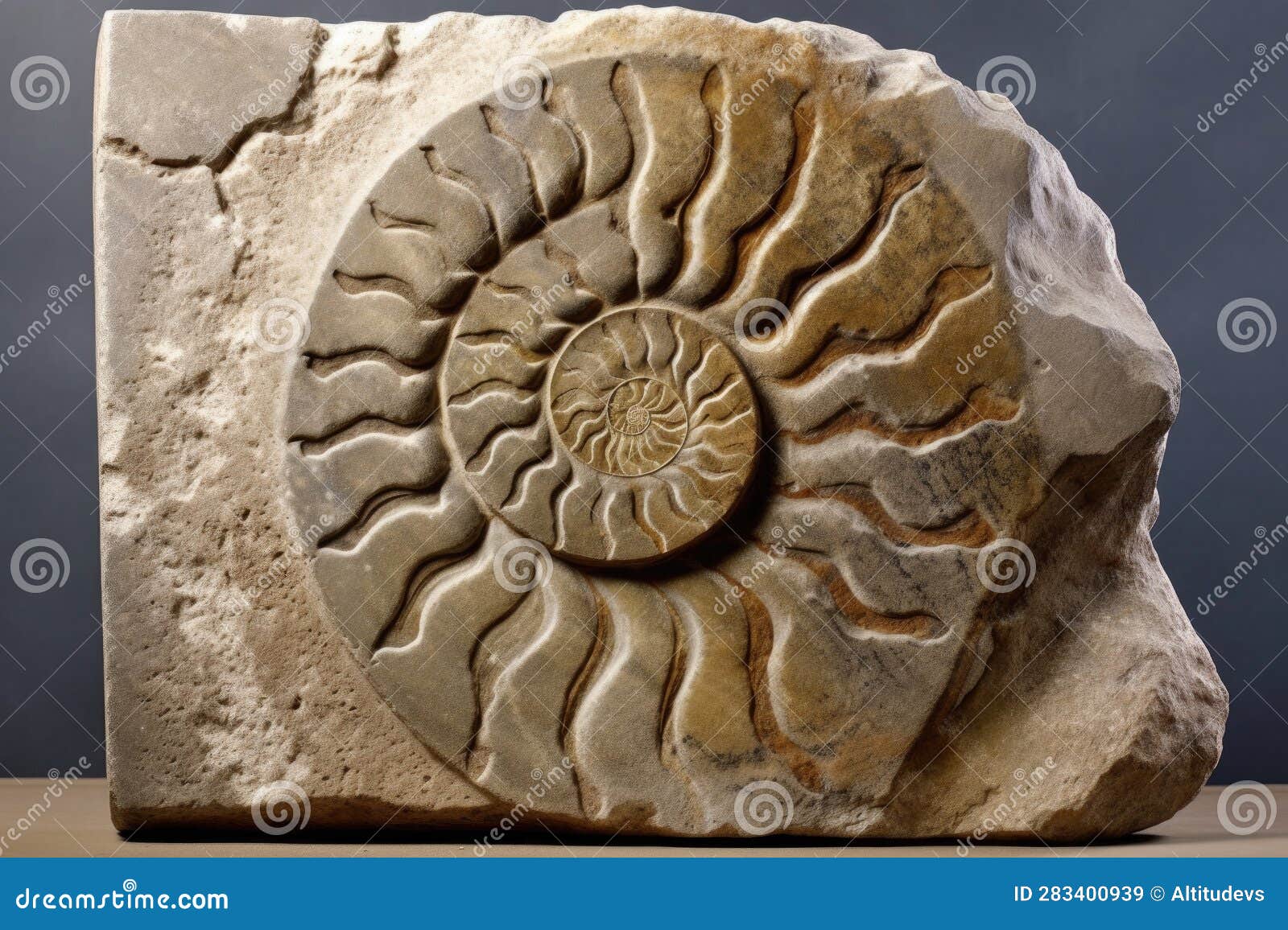 Ammonite Fossil Spiral Pattern on Stone Stock Illustration ...