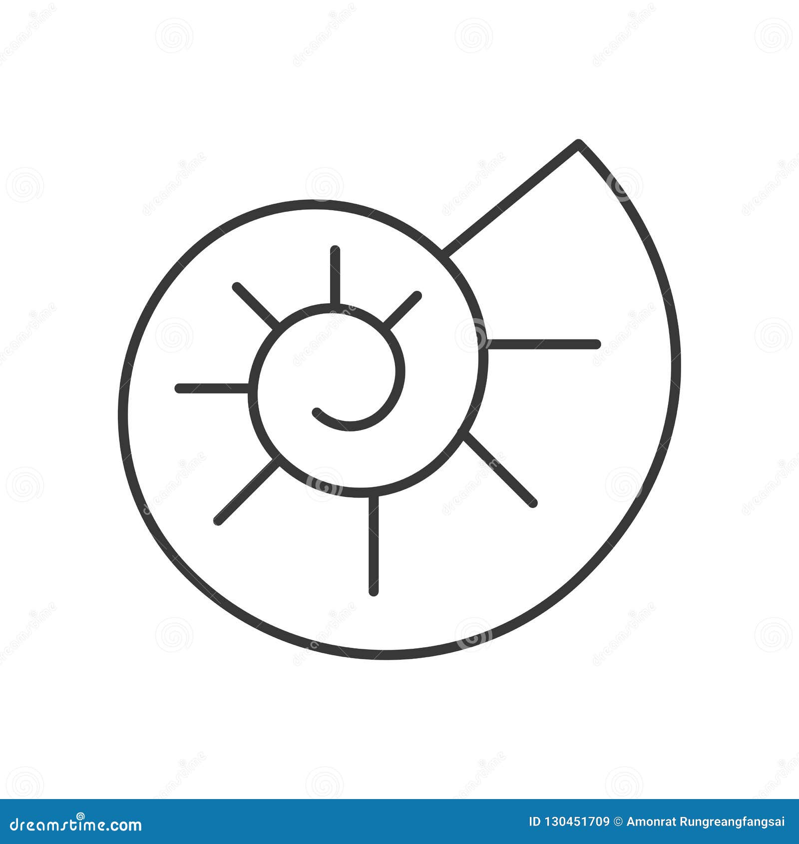 Ammonite Icon, Set of Ocean Life, Line Design Vector Stock Vector ...