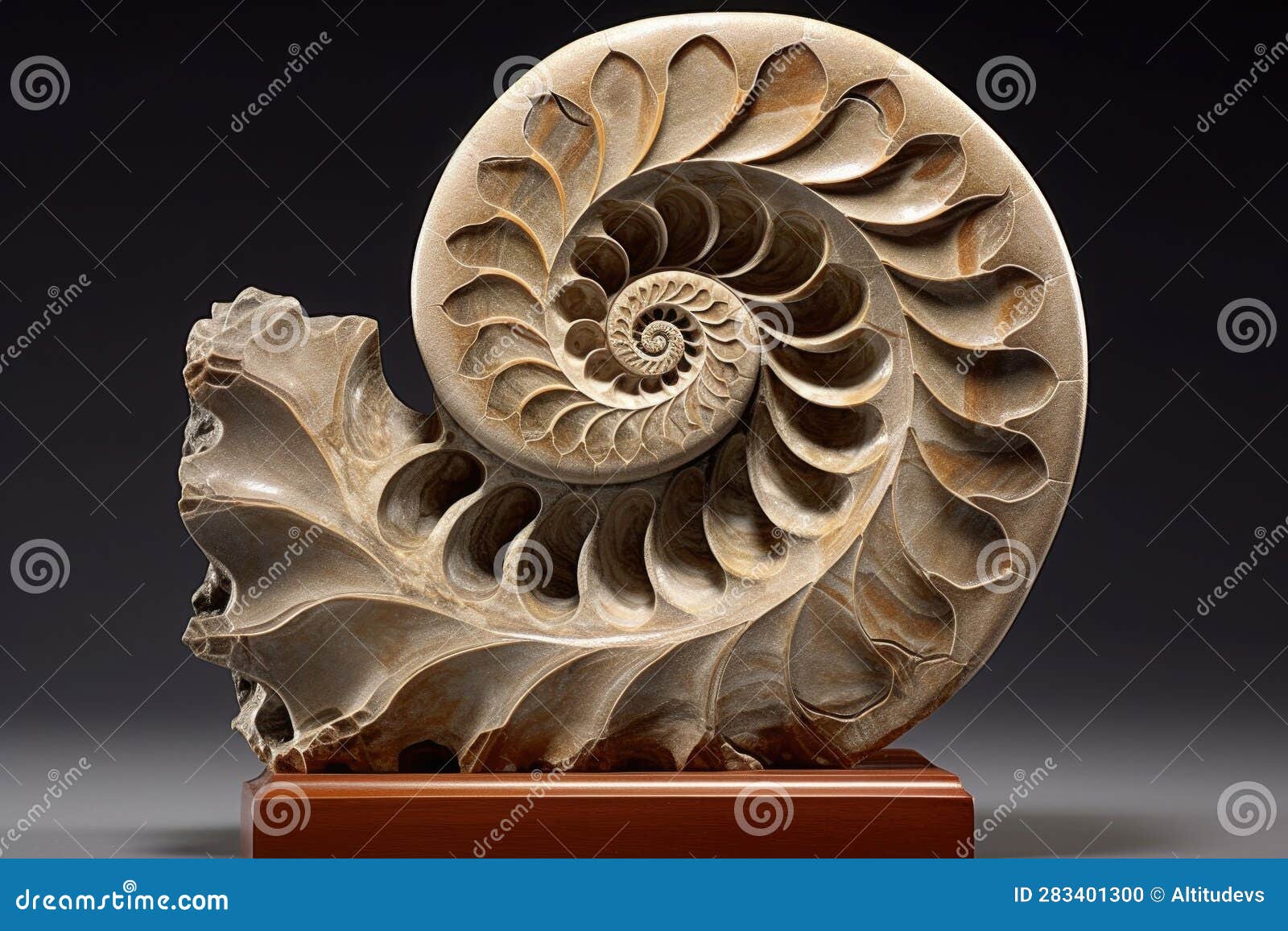 Ammonite Spiral Pattern in a Fossil Shell Stock Illustration ...