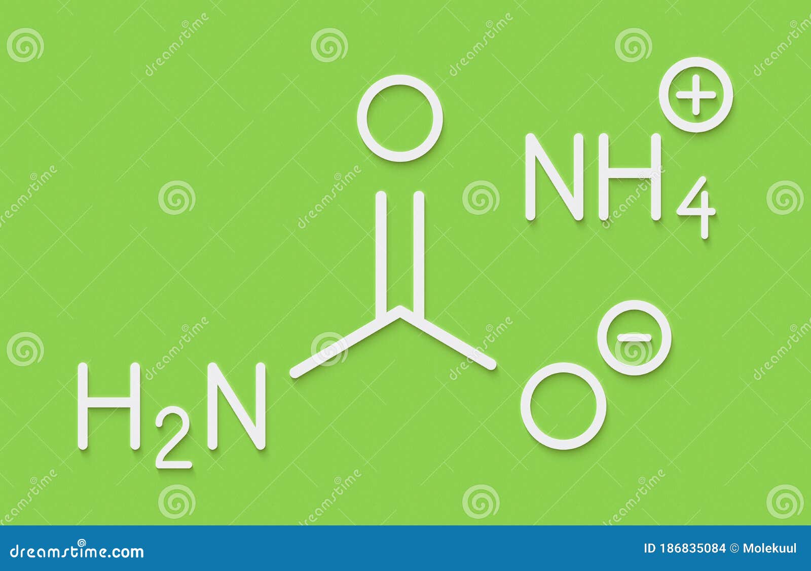 Ammonium Carbamate, Chemical Structure. 3D Rendering. Atoms Are ...