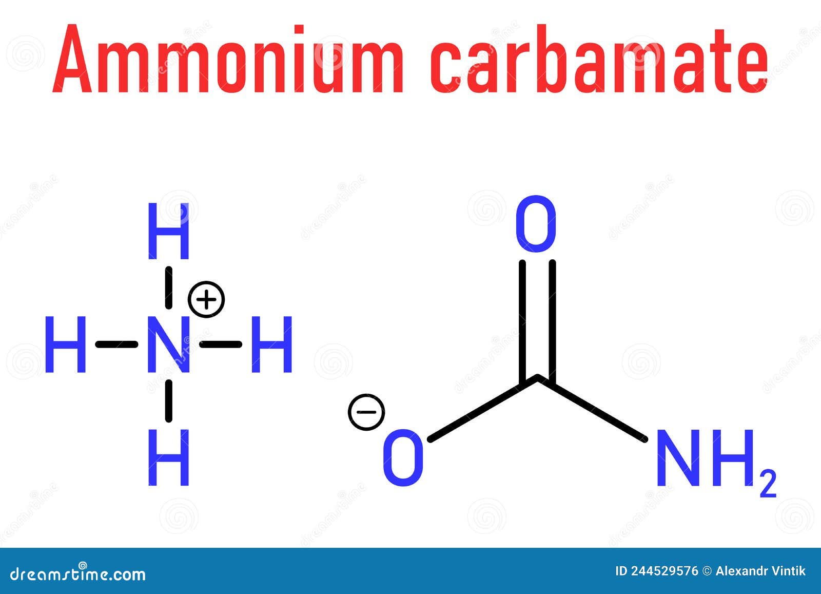 Ammonium Carbamate, Chemical Structure. 3D Rendering. Atoms Are ...