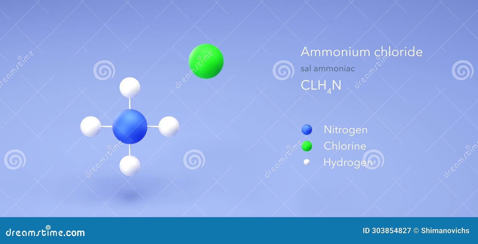 Ammonium Chloride Molecule, Molecular Structures, Sal Ammoniac, 3d ...