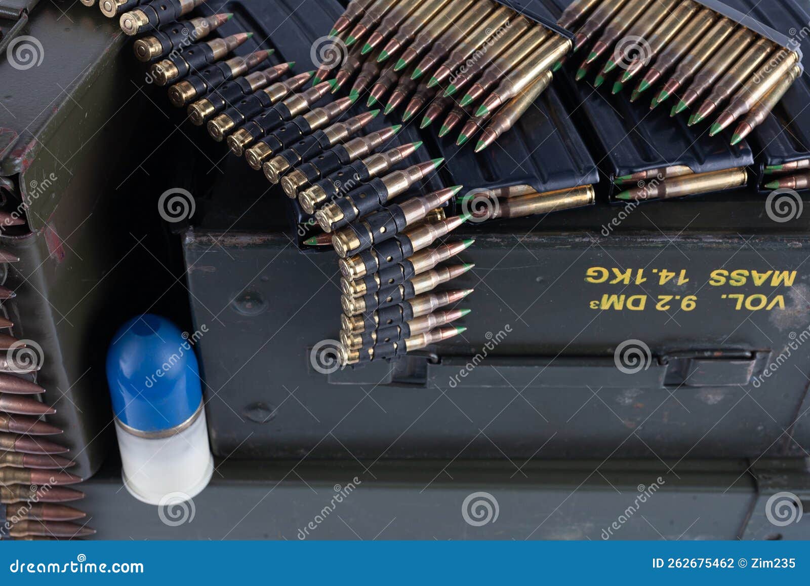 Ammunition Belt with Cartridges in Ammunition Boxes Stock Photo - Image ...