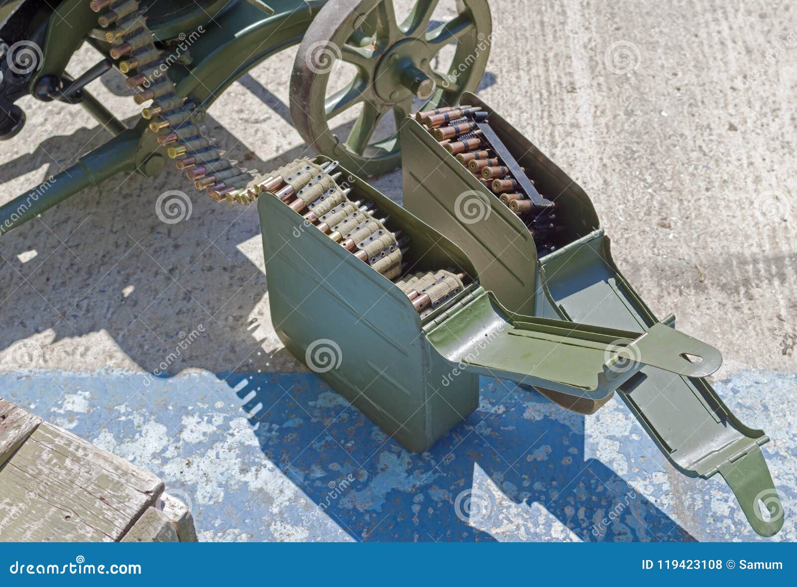 Ammunition Box and Machine-gun Belt Stock Photo - Image of caliber ...