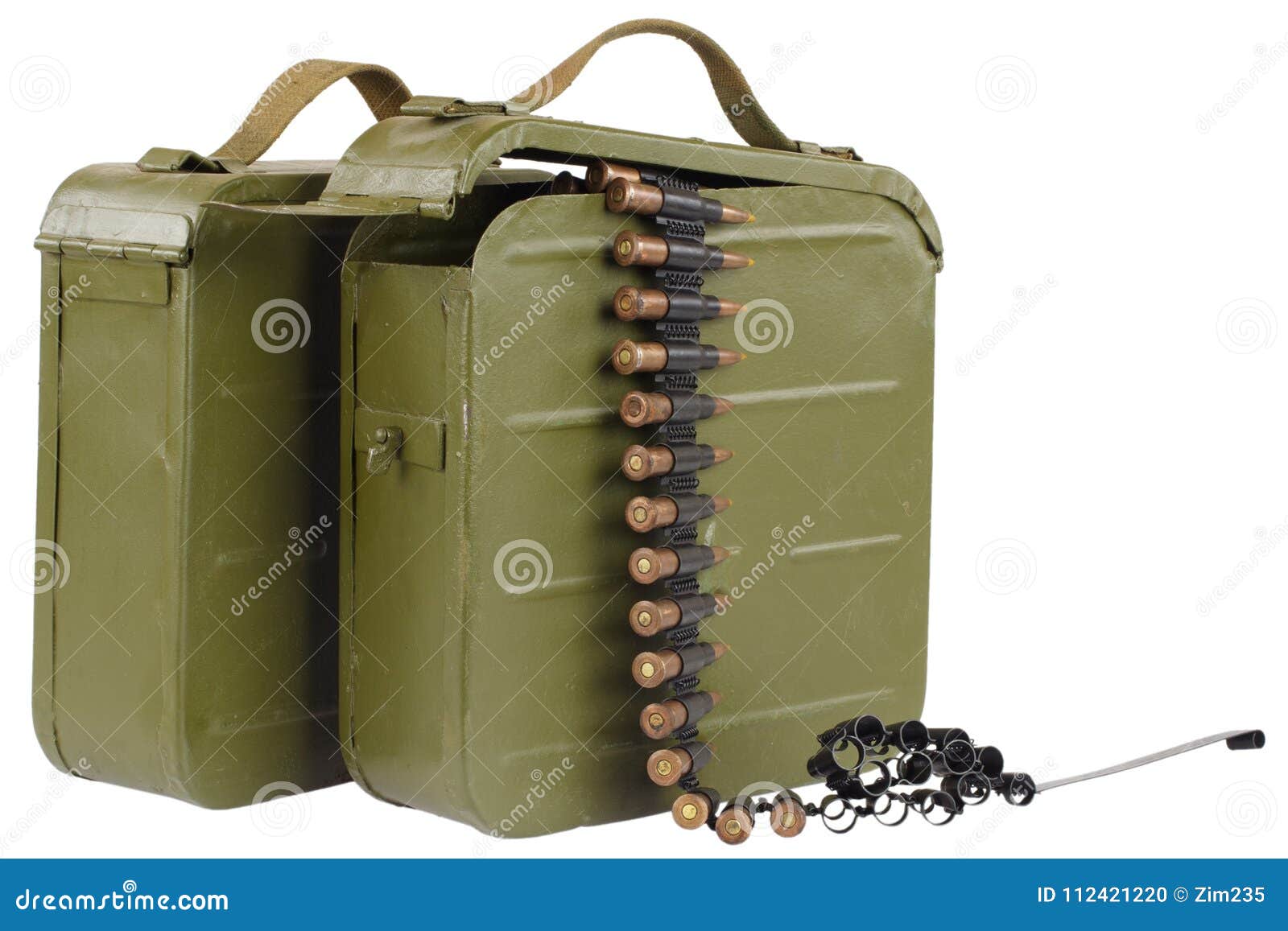 Green Ammunition Box with Machine-gun Belt Stock Photo - Image of black ...