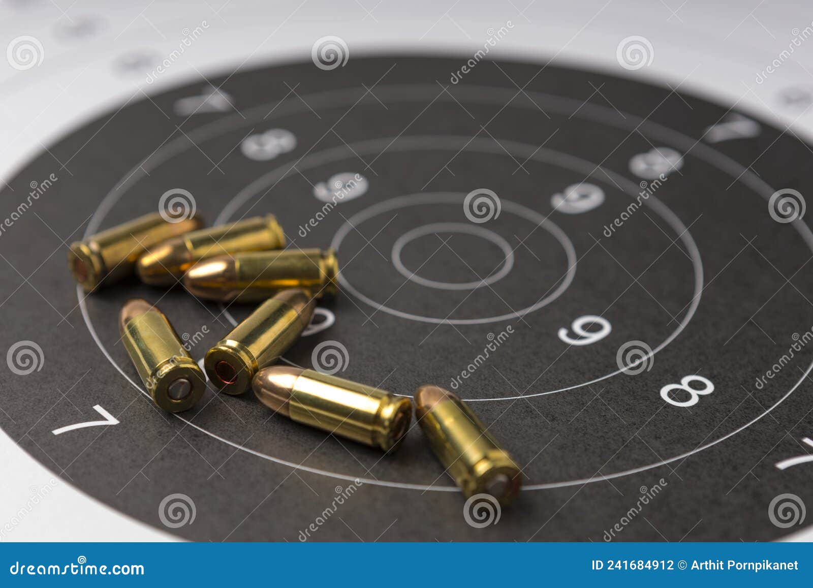 Ammunition and Bullets on Paper Target for Shooting Practice Stock ...