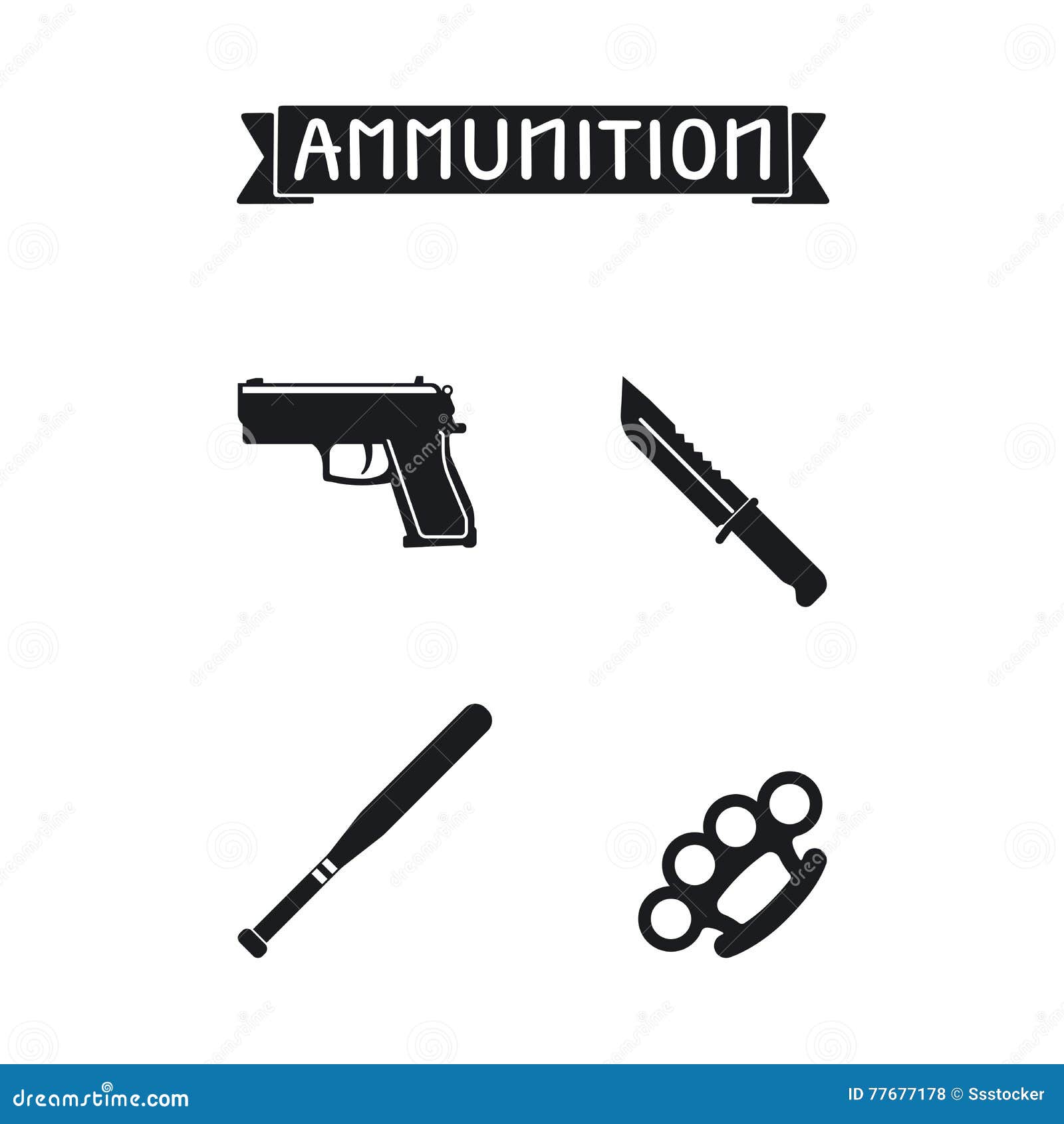 Ammunition icons set stock vector. Illustration of club - 77677178