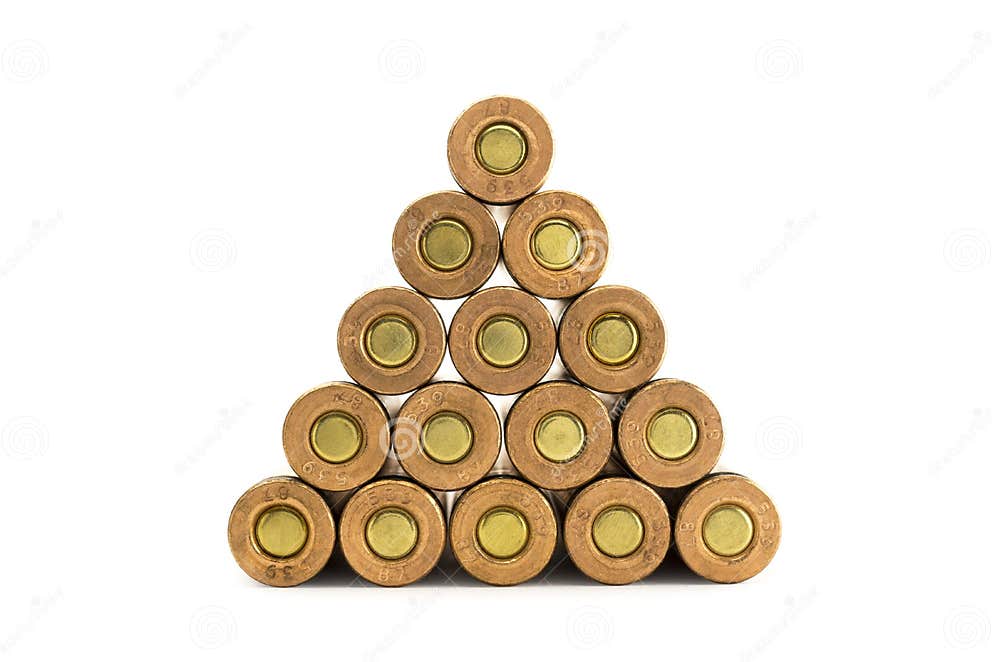 Ammunition Rounds Stacked in Triangle Shape Stock Photo - Image of ...