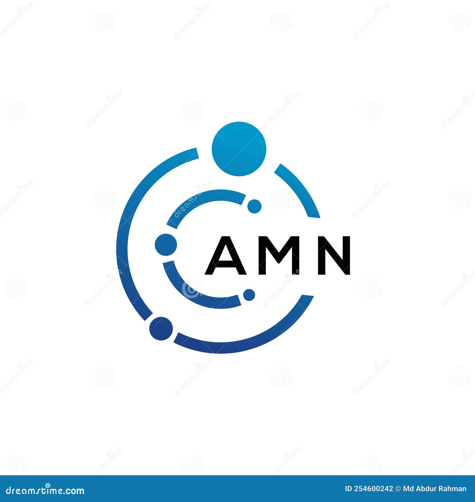 AMN Letter Logo Design on Black Background. AMN Creative Initials ...