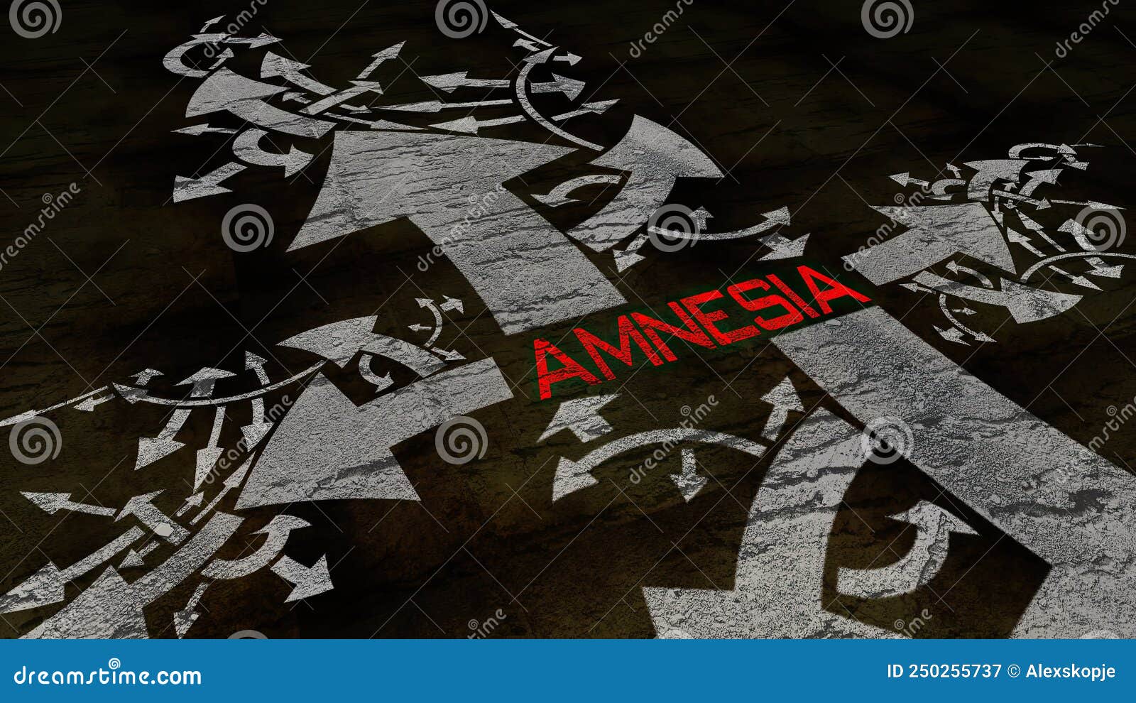 Amnesia Text on a Crossroad in Different Ways of Arrows on Grung Stock ...