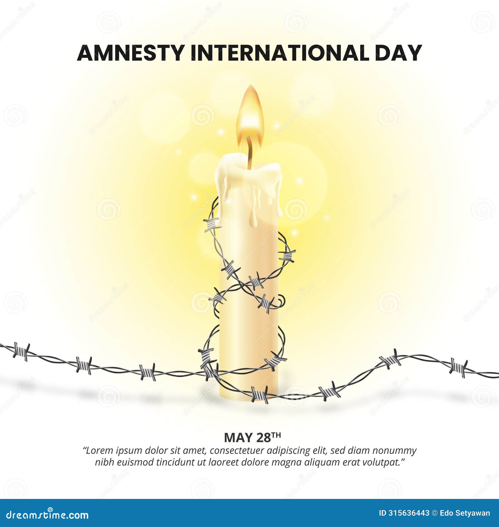Amnesty International Day Background with a Candle and Barbed Wire ...