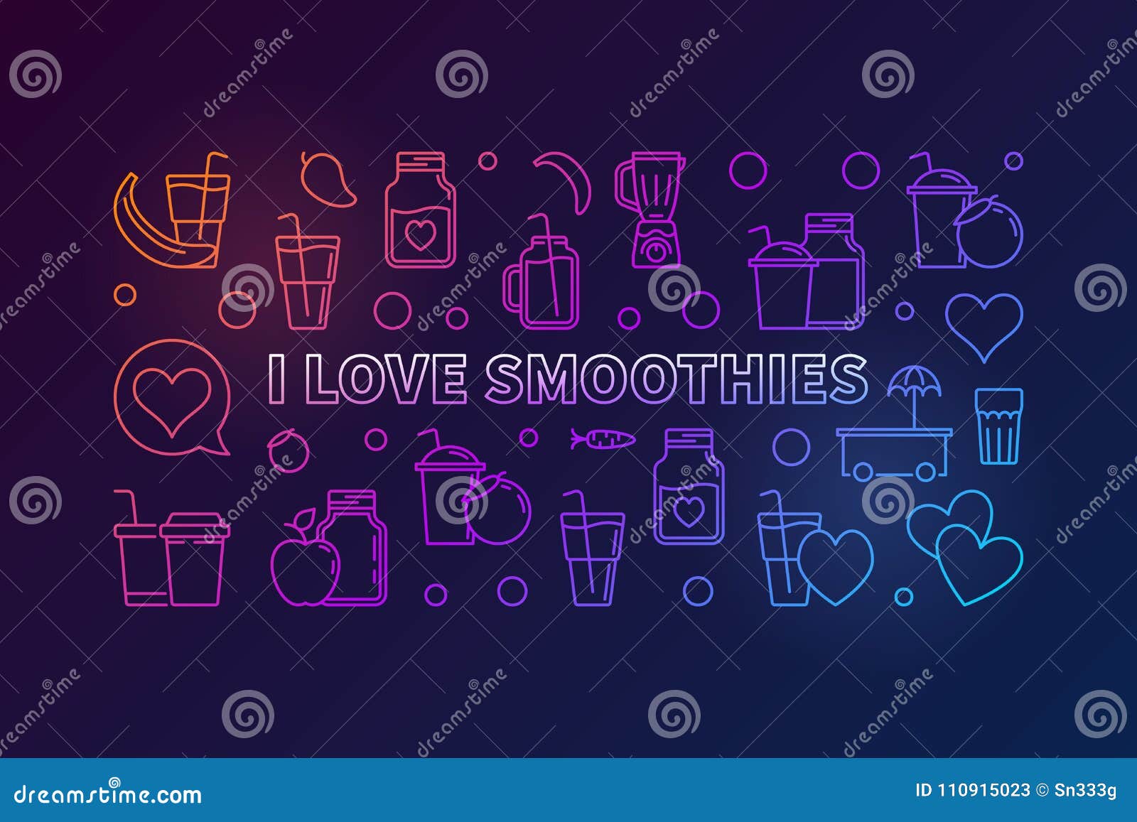 Amo La Linea Horizontal Coloreada Vector Bandera De Los Smoothies ...