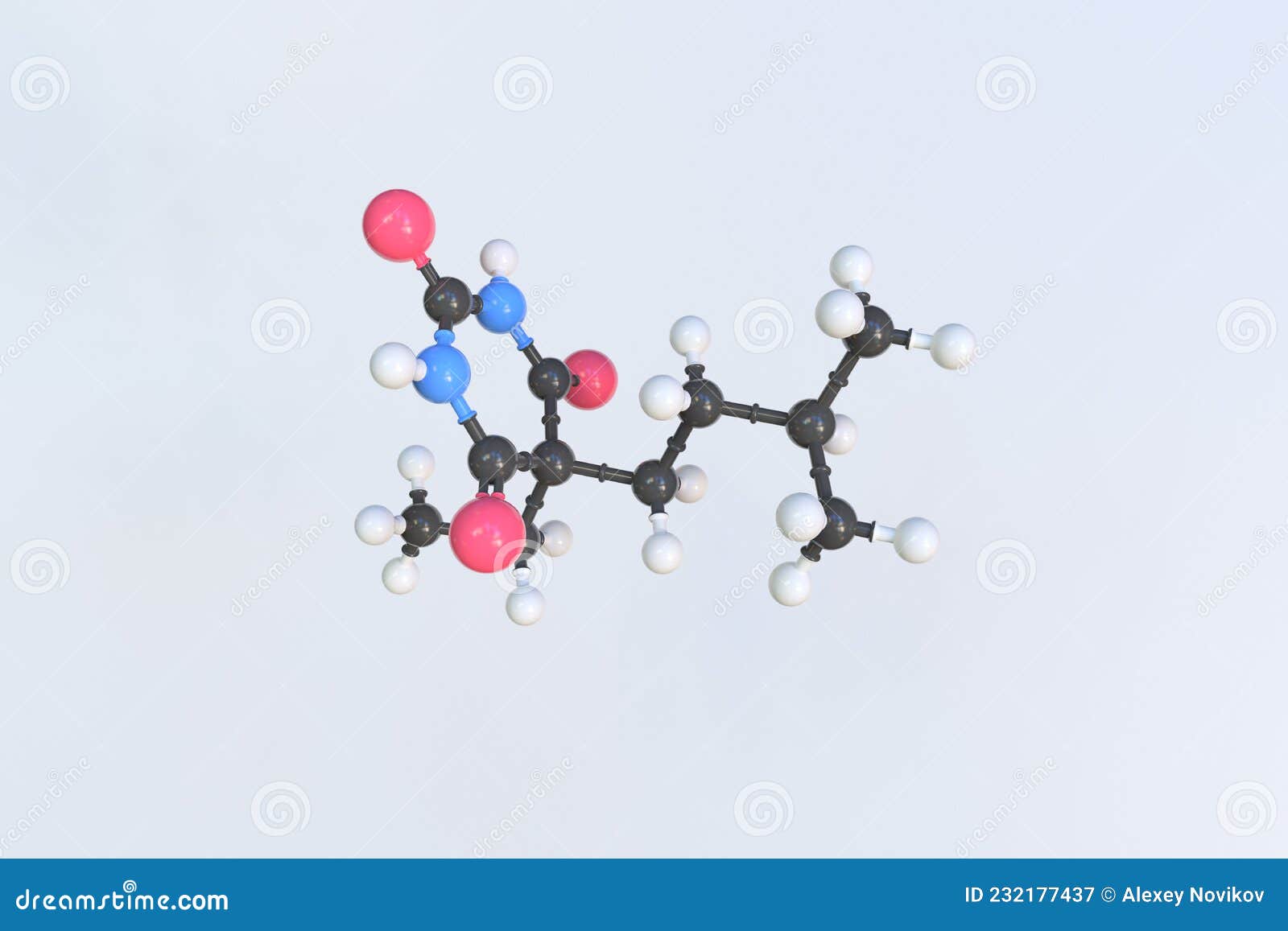 Amobarbital Molecule, Isolated Molecular Model. 3D Rendering Stock ...