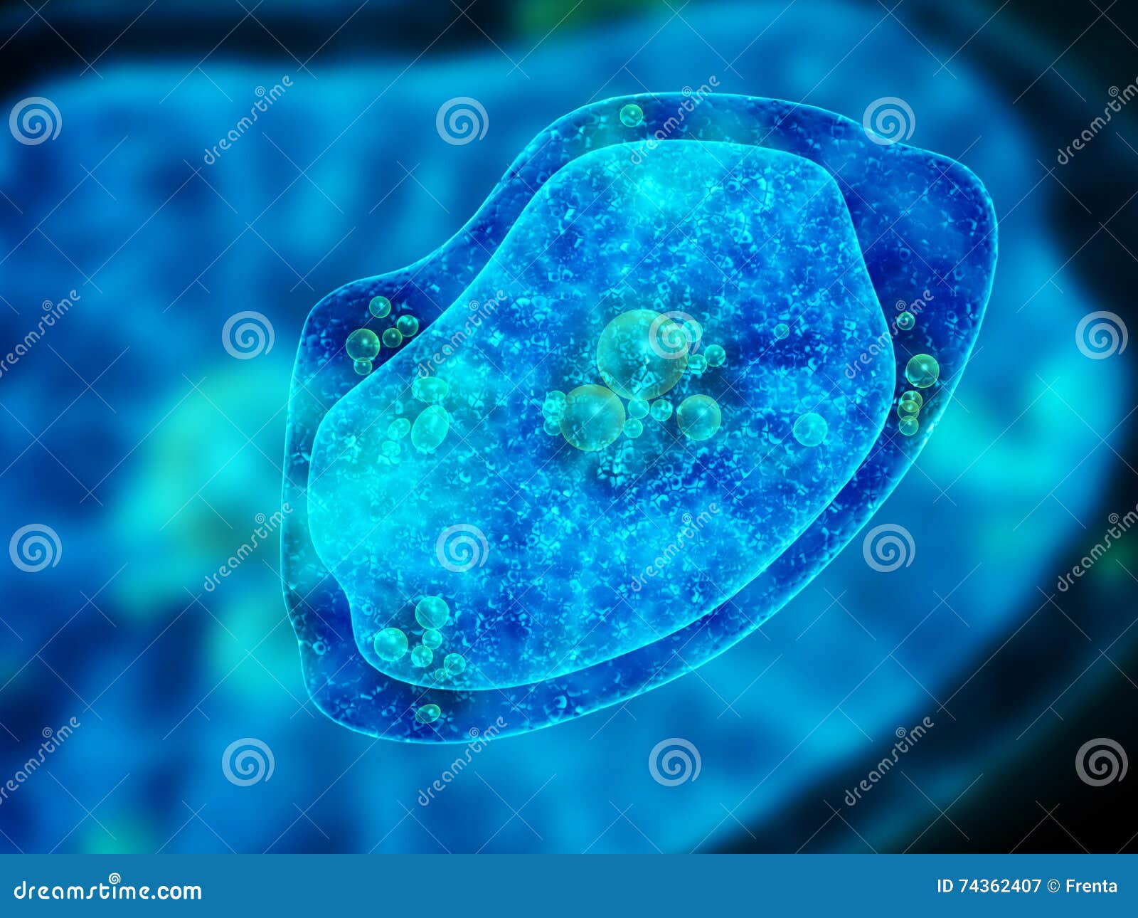 Amoeba on blue background stock illustration. Illustration of harmful ...