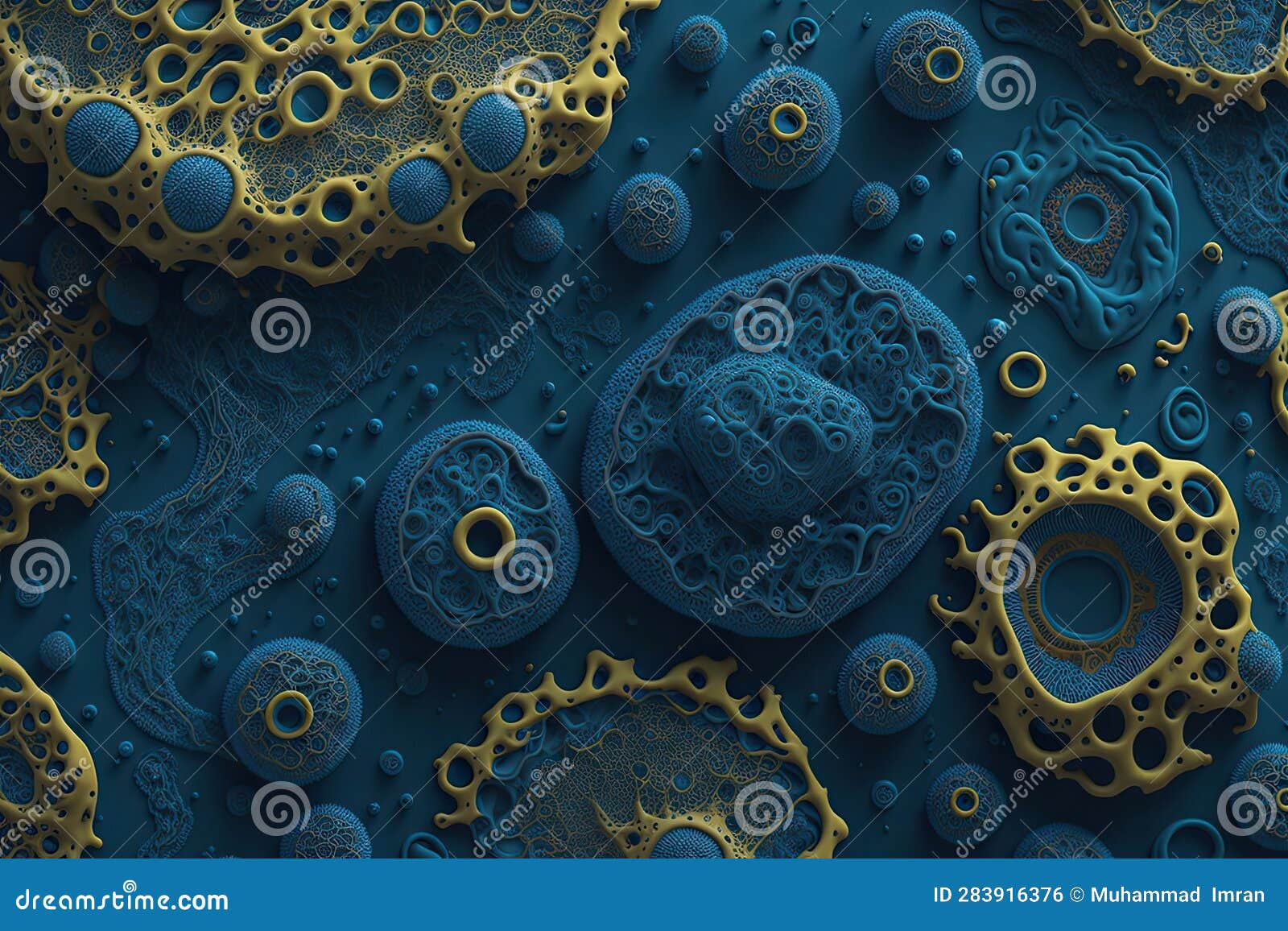 Amoeba Cells Isolated on Dark Blue Background. Stock Illustration ...