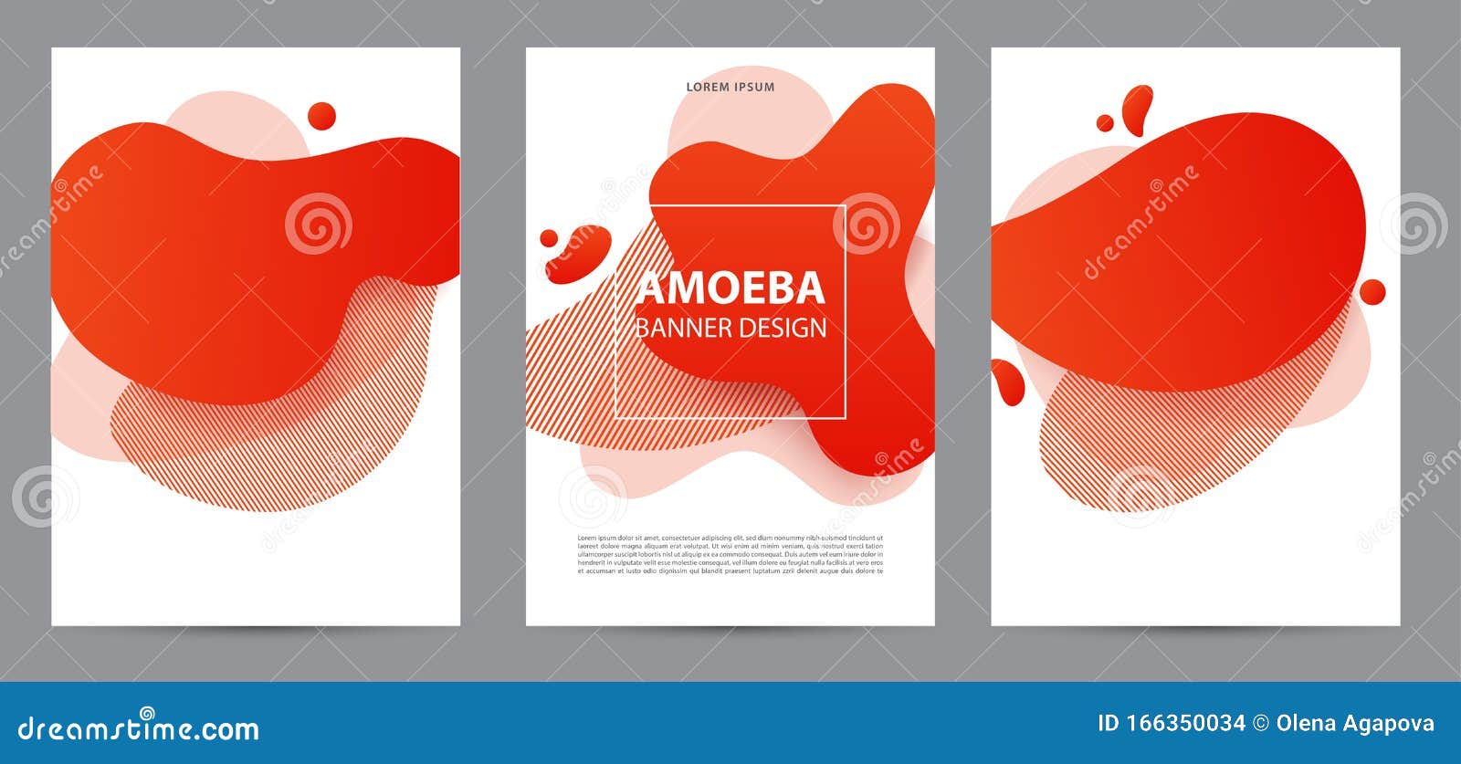 Amoeba Funky Design for Print Products. Dynamic Style Banner Set with Amoeba Funky Gradient ...