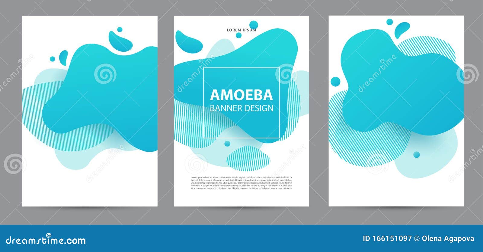 Amoeba Funky Design for Print Products. Dynamic Style Banner Set with ...