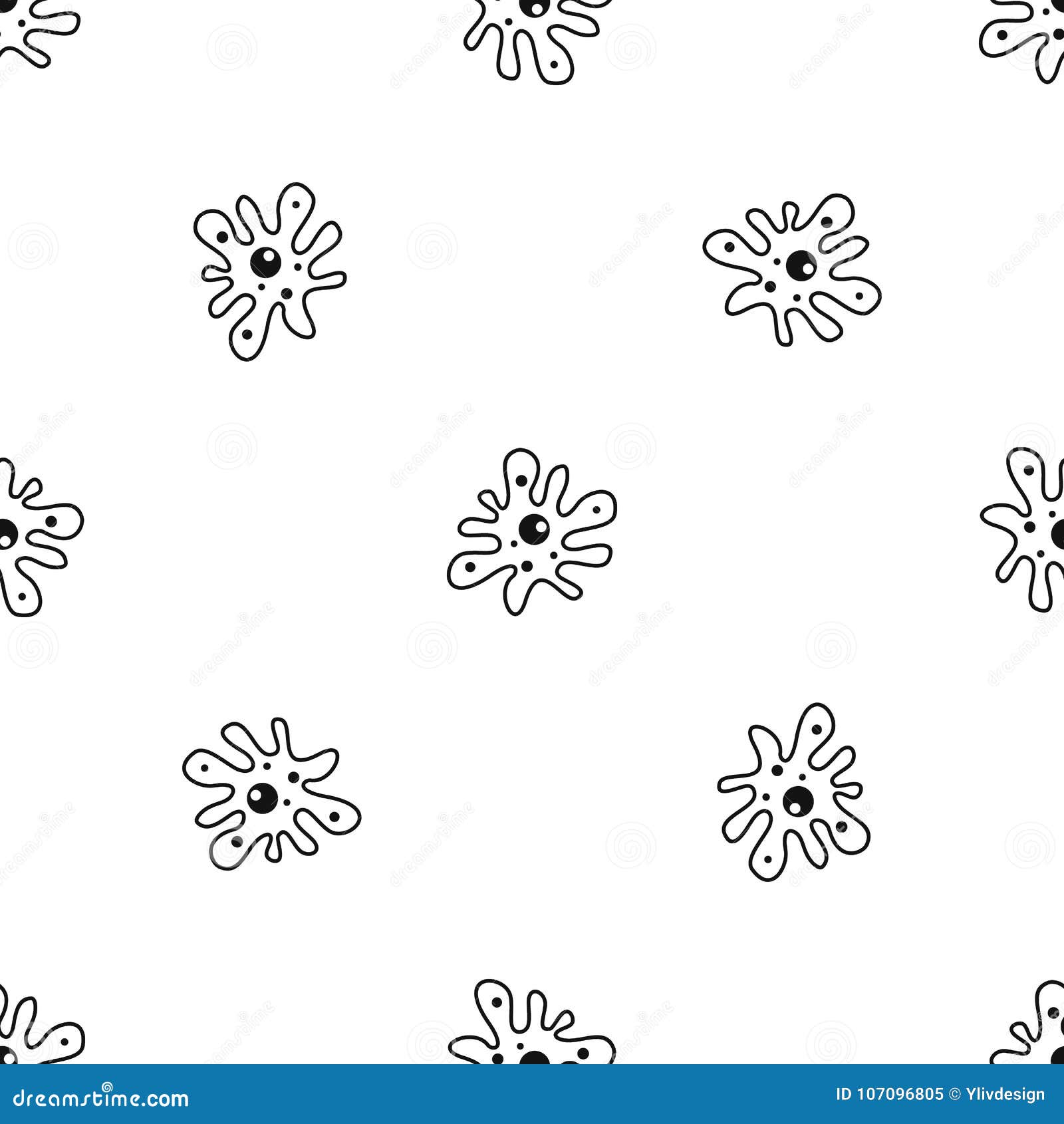 Amoeba Pattern Seamless Black Stock Vector - Illustration of infection ...