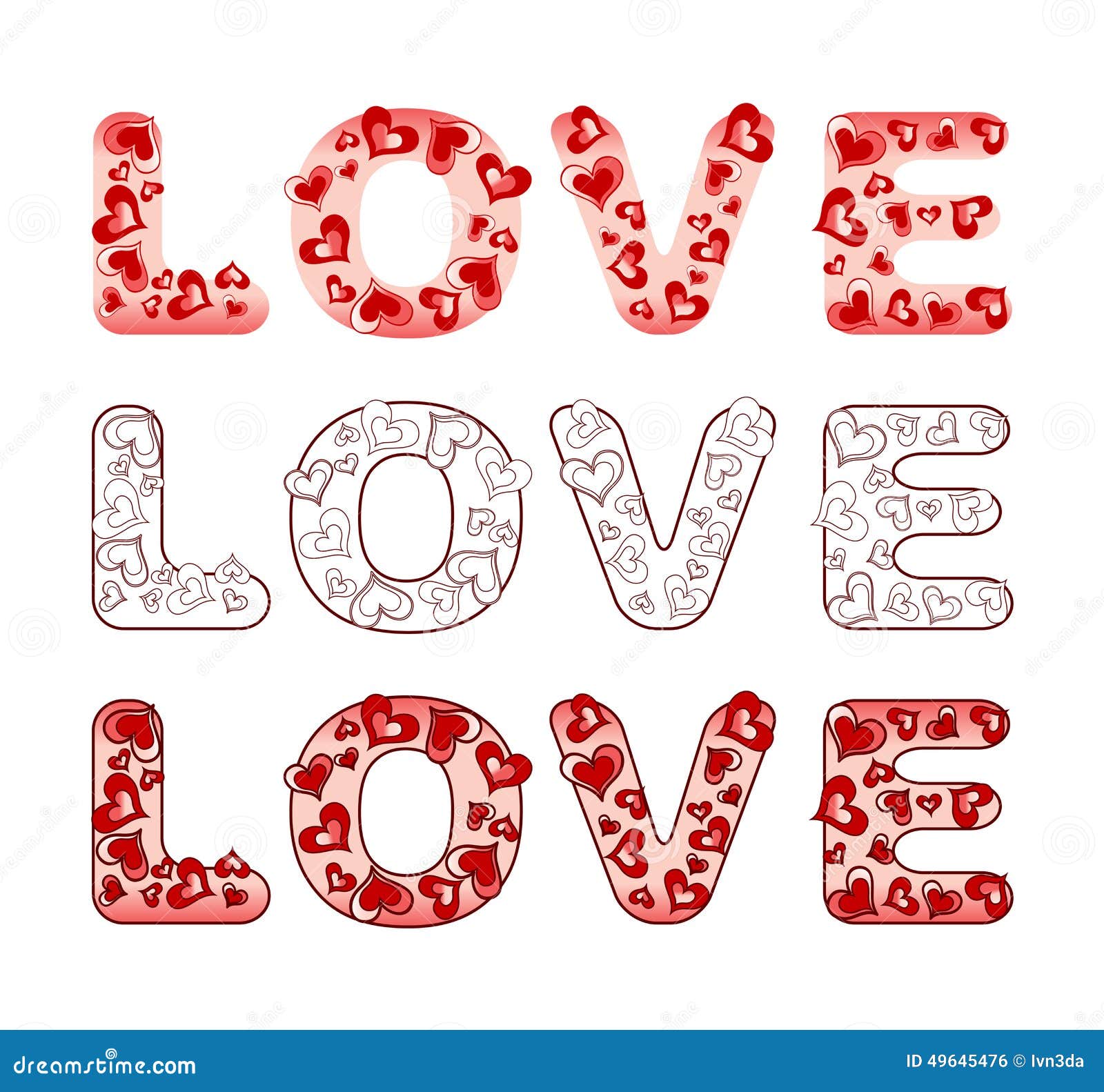 Amor De La Palabra Con Los Corazones Ilustración del Vector ...