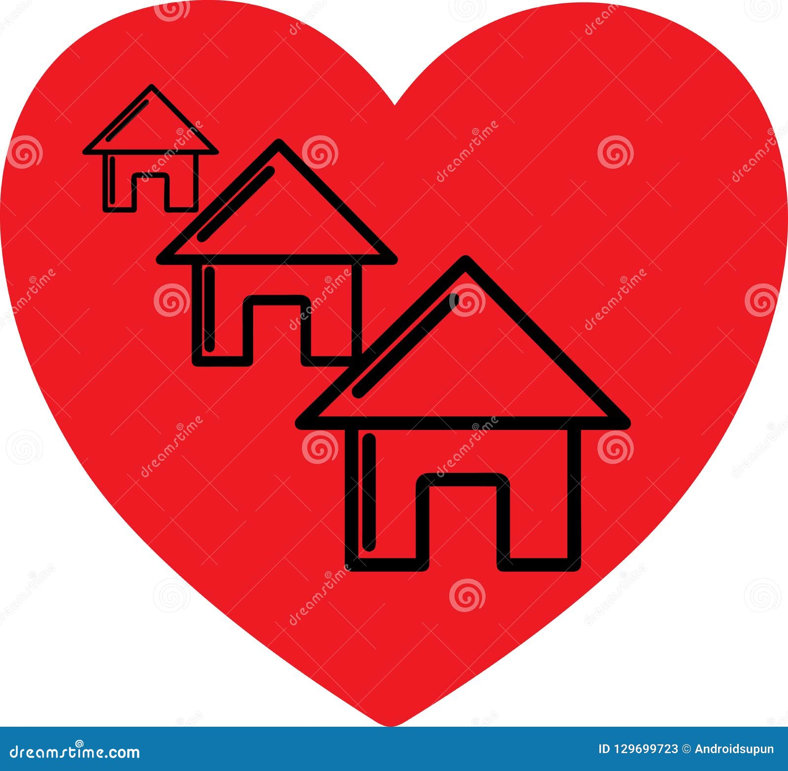 Amor e casas ilustração do vetor. Ilustração de moradia - 129699723